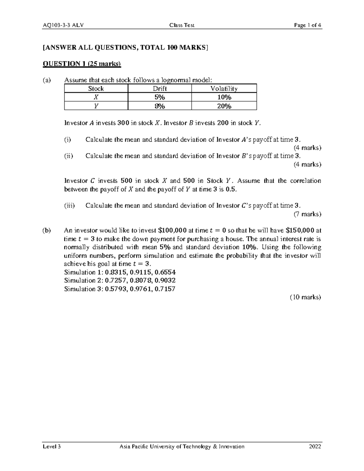 ALV Test QP - ALV test paper for practice - [ANSWER ALL QUESTIONS ...