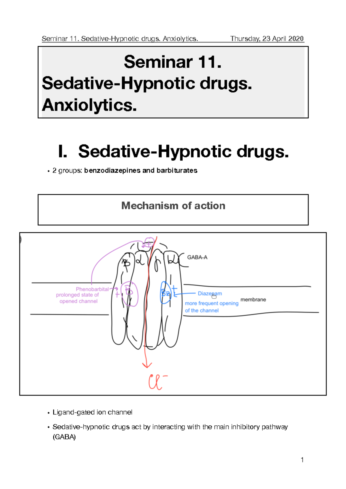 Seminar 11. Sedative-Hypnotic drugs. Anxiolytics. - Seminar 11 ...