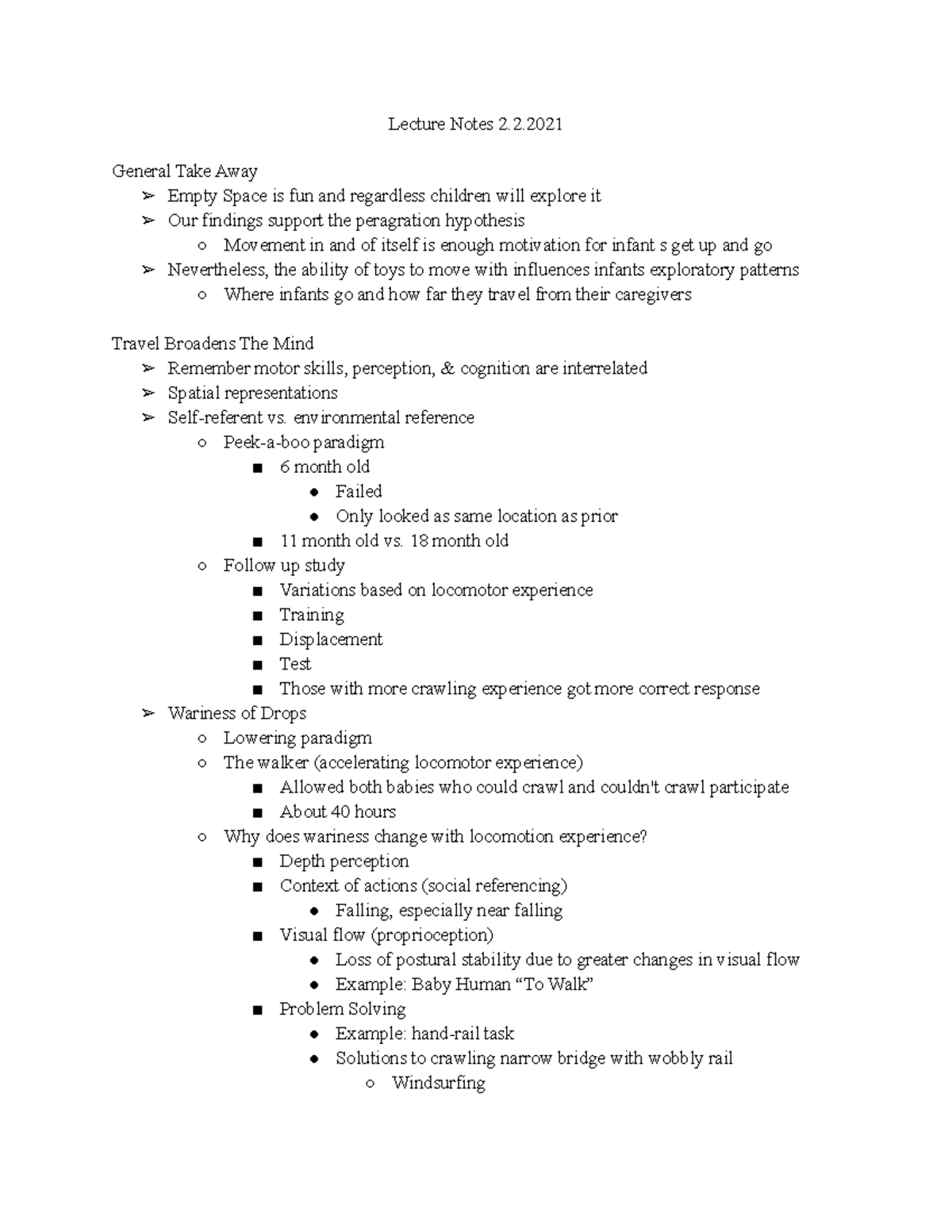 2 - lecture notes - Lecture Notes 2. General Take Away Empty Space is ...