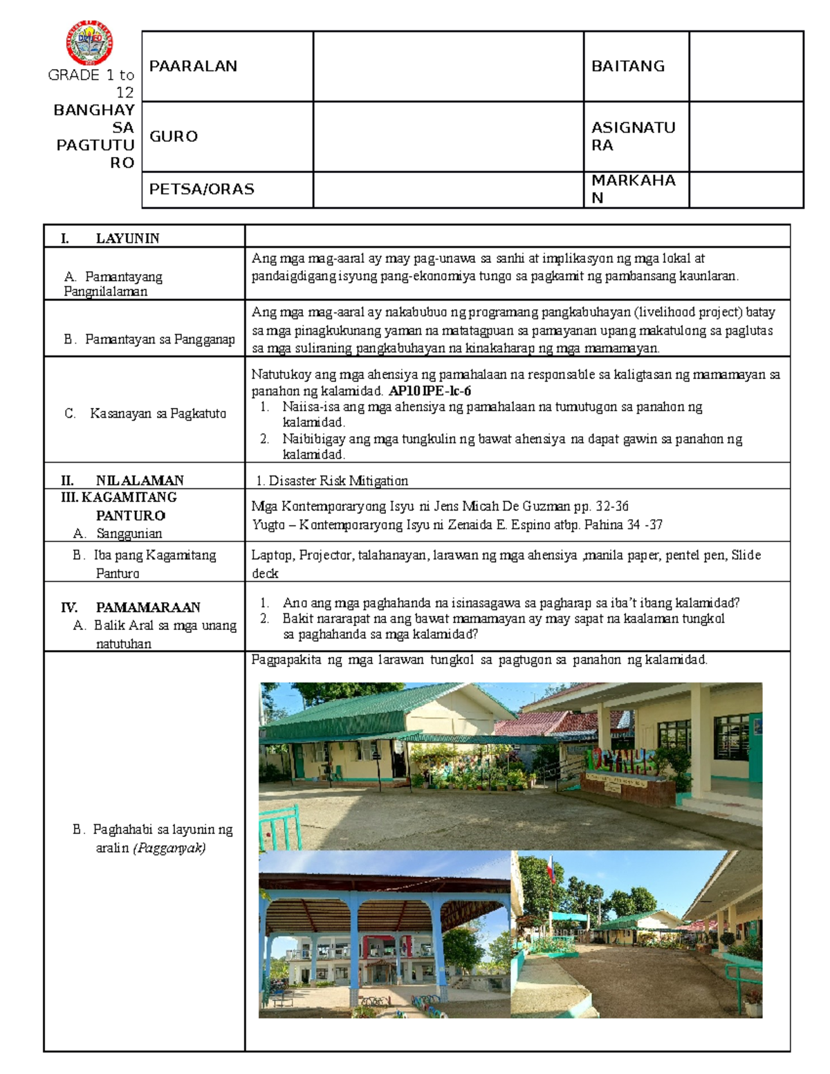 Aralin 9 - for grade 10 - GRADE 1 to 12 PAARALAN BAITANG BANGHAY SA ...