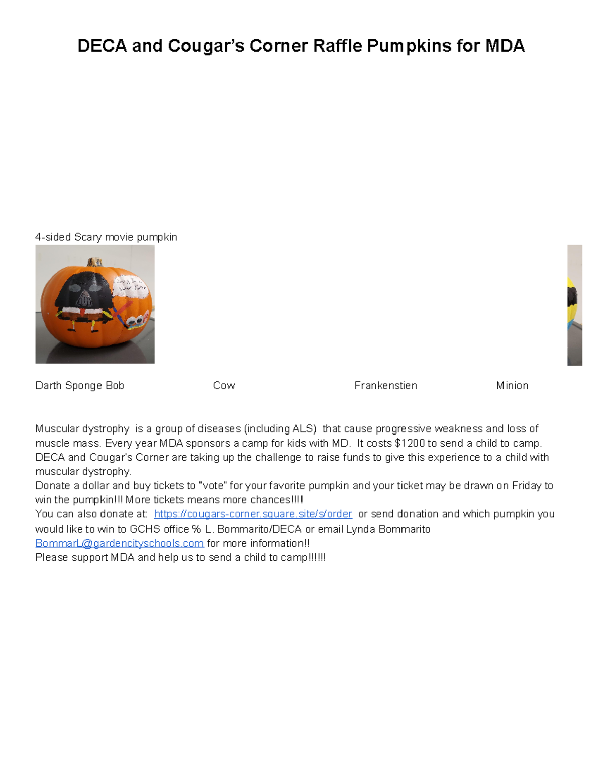 Finished Pumpkins MDA - Project - DECA and Cougar’s Corner Raffle ...