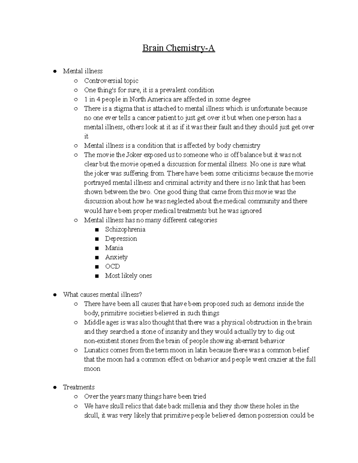 Brain Chemistry-Part A-CHEM 183