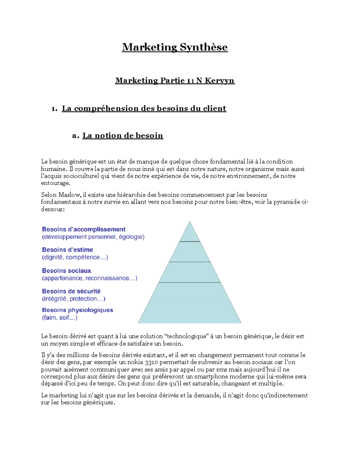 Marketing-Synthèse - hrhth - Marketing Synthèse Marketing Partie 1: N ...