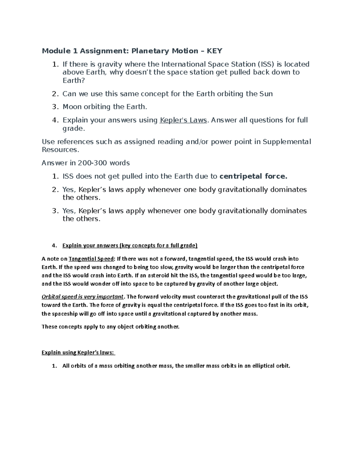 Planetary Motion and Gravity: ISS Earth Moon and Laws Explained - Studocu