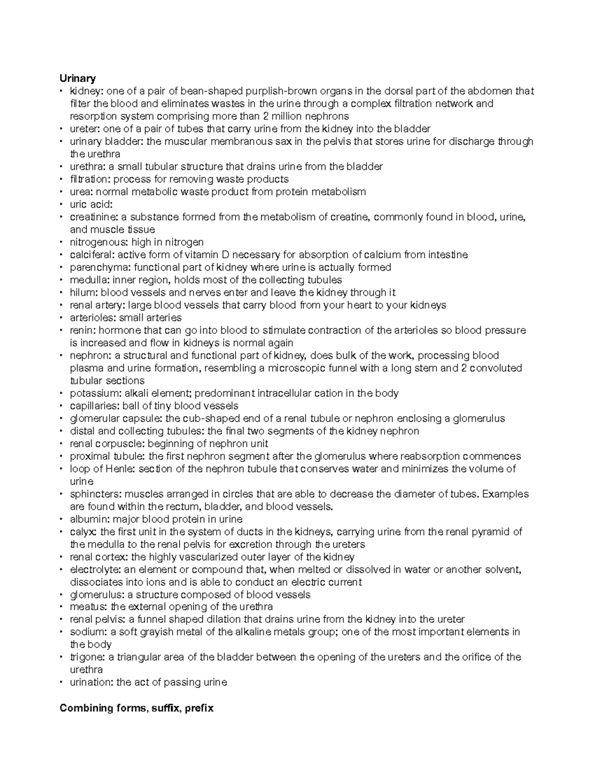 Ch 7 urinary system - medical terminology, professor: jessica vermeersh ...