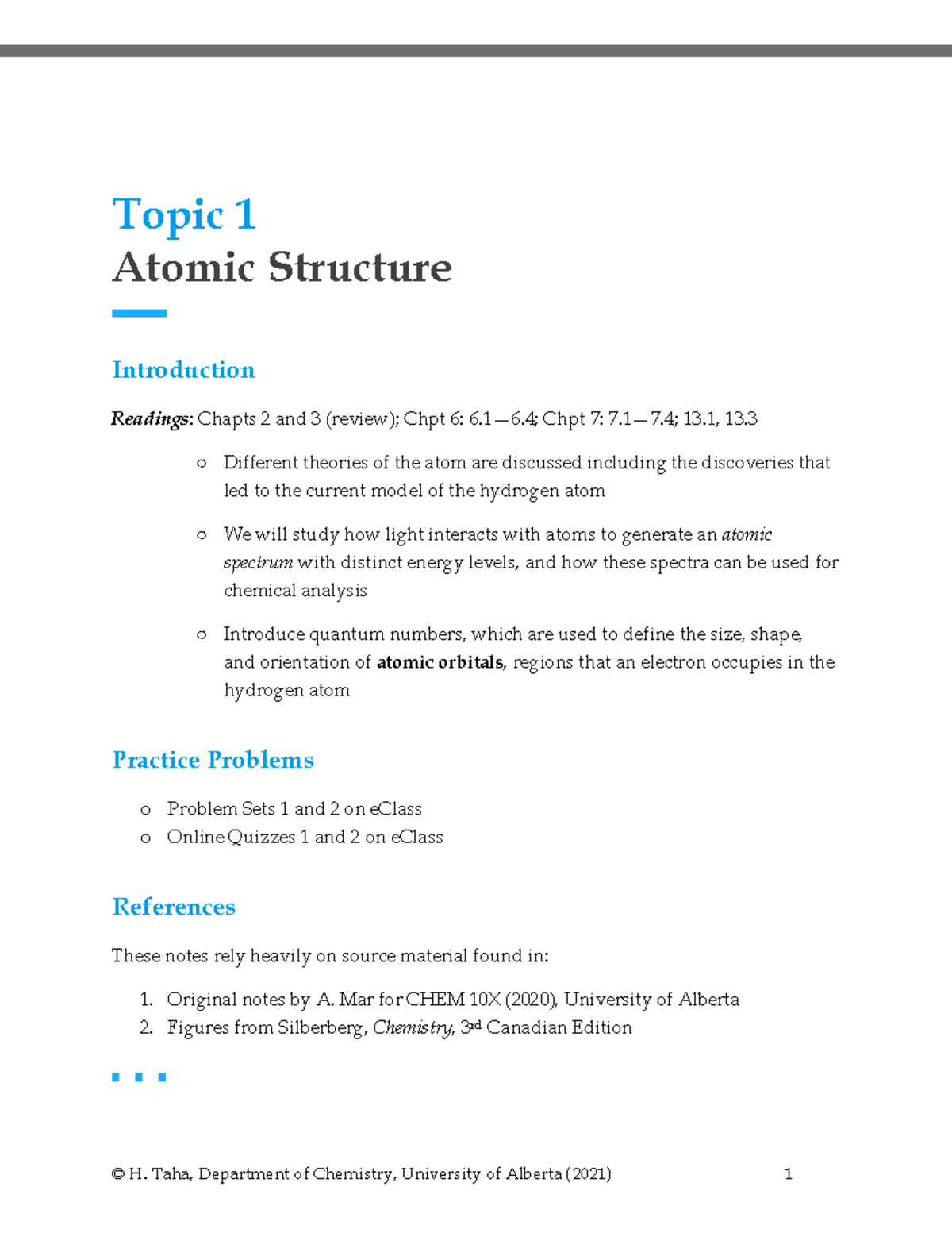 Lecture 1 Notes Topic 1 Atomic Structure Introduction Readings Chapts 2 And 3 Review Chpt 2714
