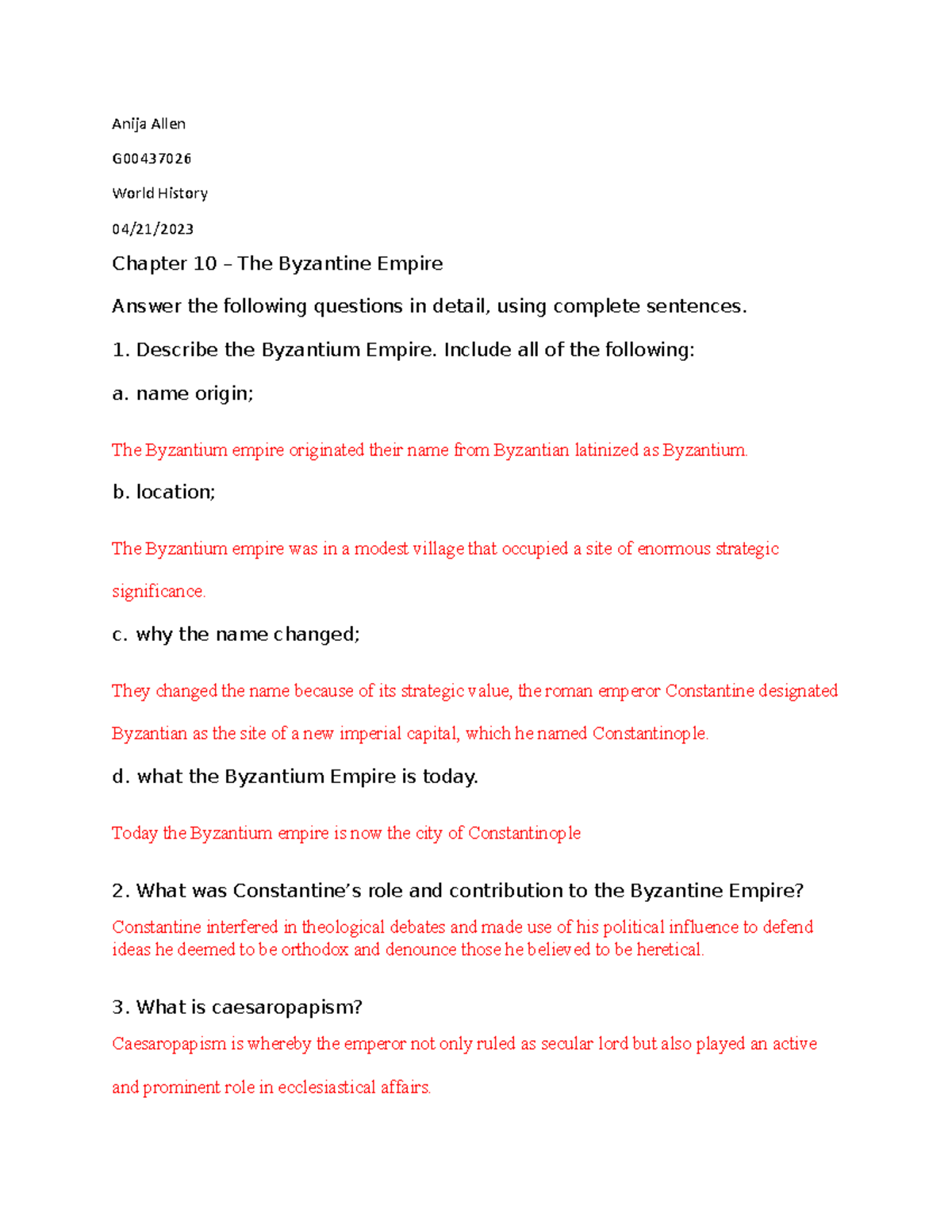 World History 10 - ..... - Anija Allen G World History 04/21/ Chapter ...