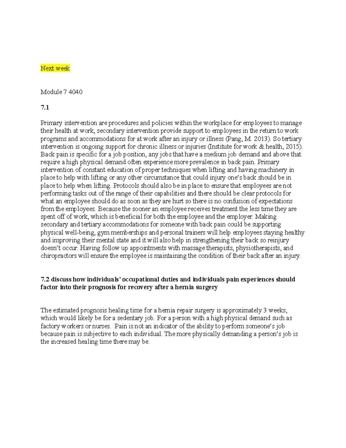 Modules - weekly module assignments - Next week Module 7 4040 Primary ...