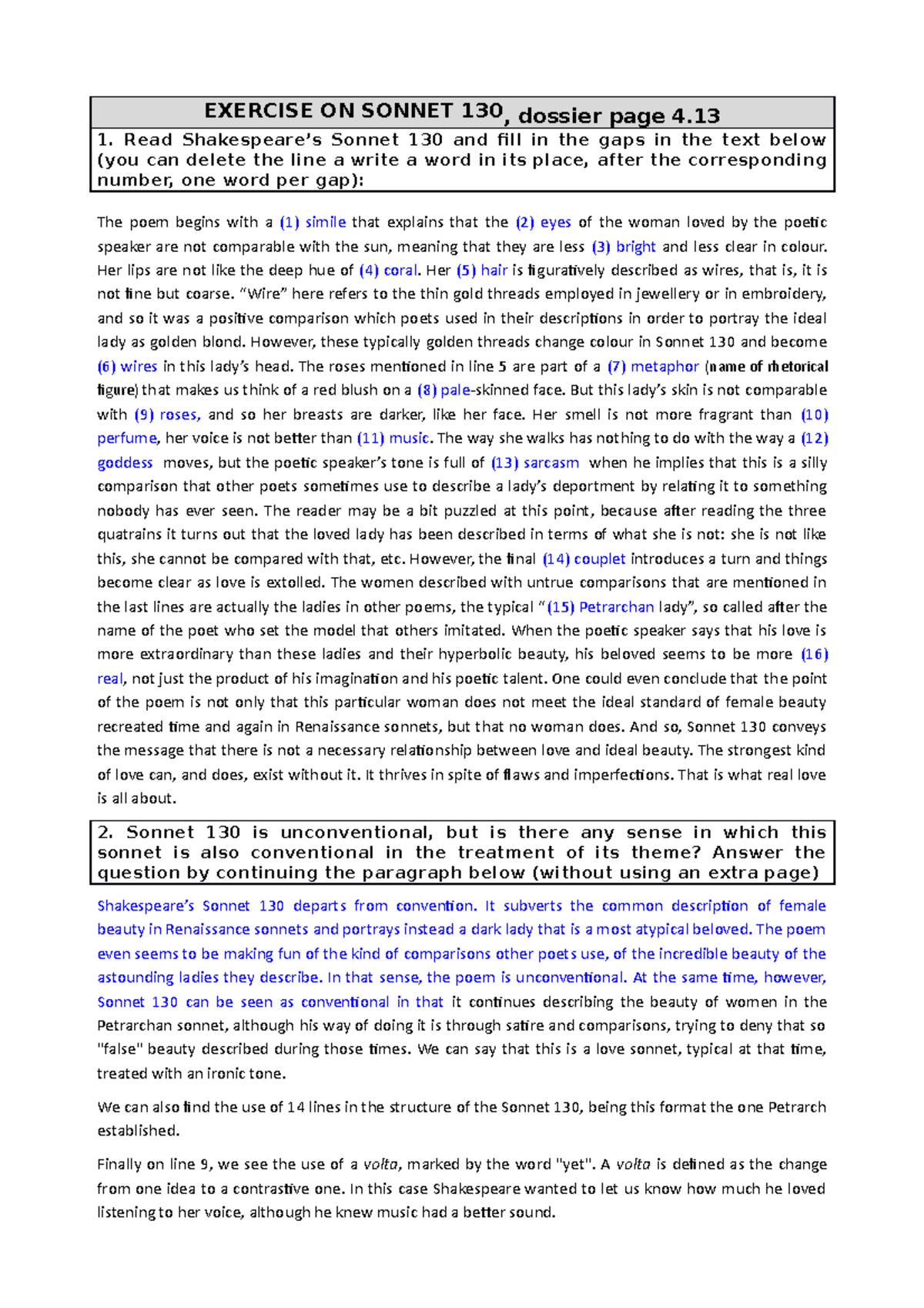 Shakespeare sonnet 130 - kumzaer