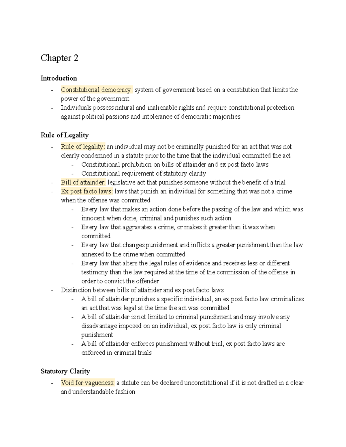 Textbook Notes - Ch 2 - Chapter 2 Introduction Constitutional democracy ...