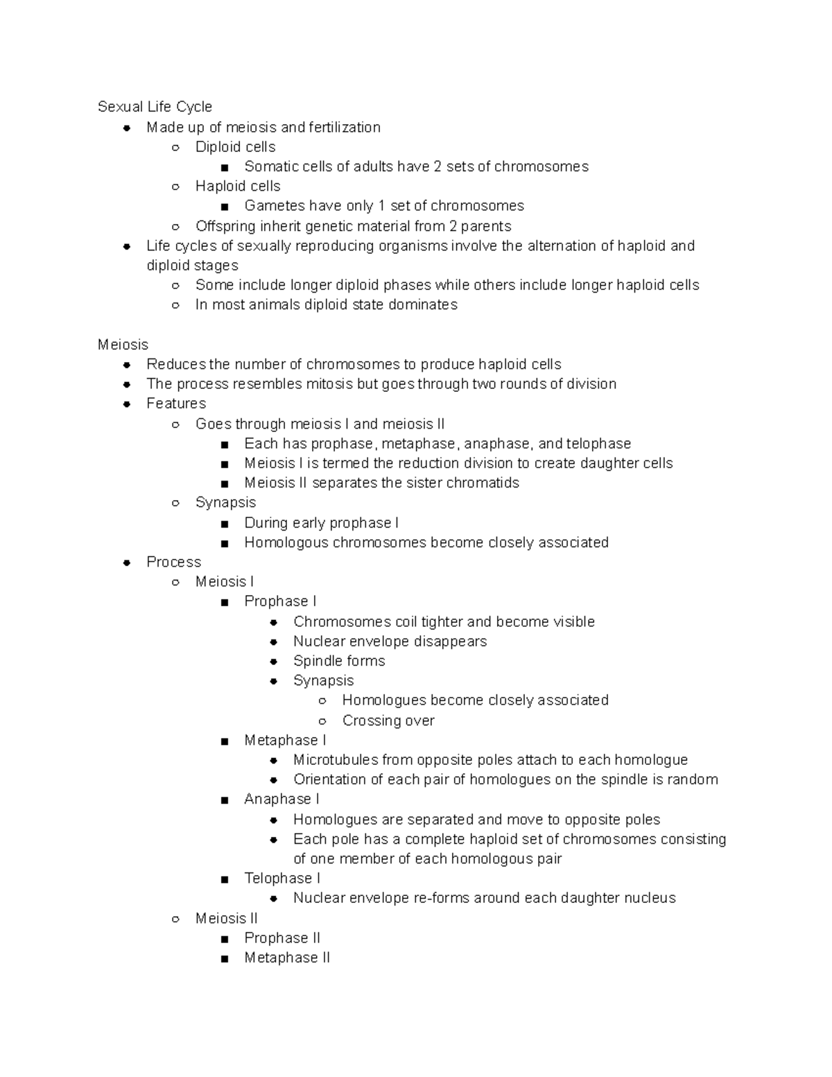 Chapter 11 - Meiosis - Sexual Life Cycle Made up of meiosis and ...