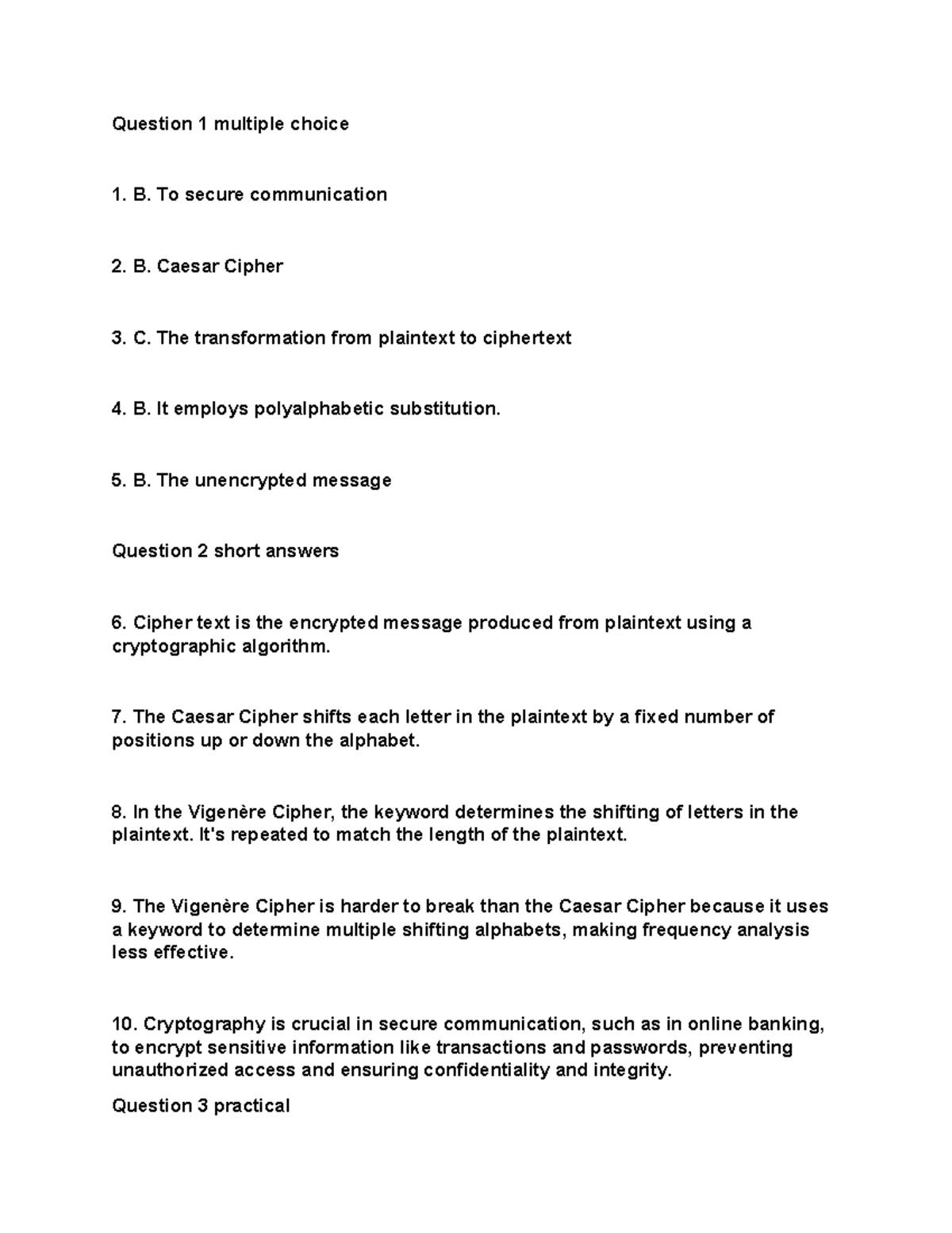 Question 1 multiple choice - Question 1 multiple choice B. To secure ...