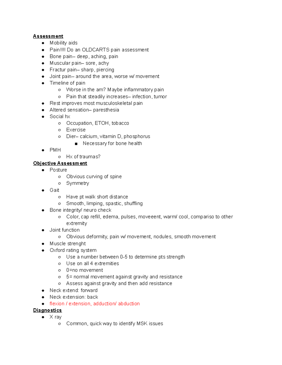 Med surge 2 musculoskeletal - Assessment Mobility aids Pain!!!! Do an ...