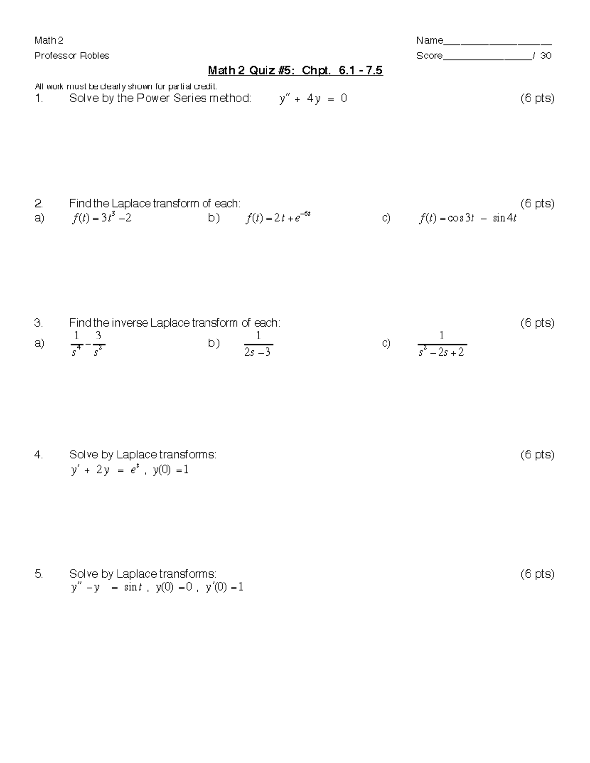 Math 2 Quiz #5 linear algebra - MAT 3 - Studocu