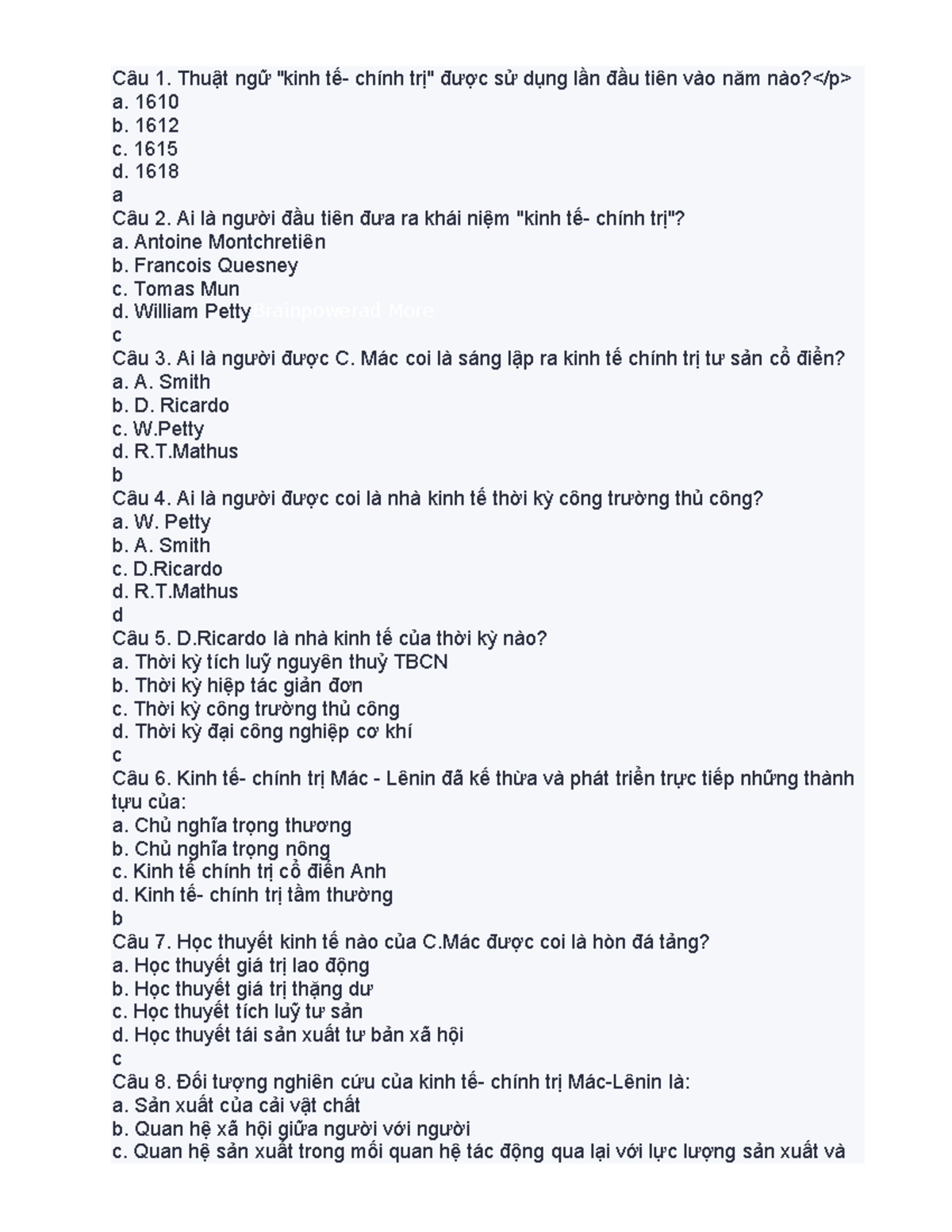 Câu 1 - Summary JHYT - JHYT - Câu 1. Thuật ngữ "kinh tế- chính trị" được sử dụng lần đầu - Studocu