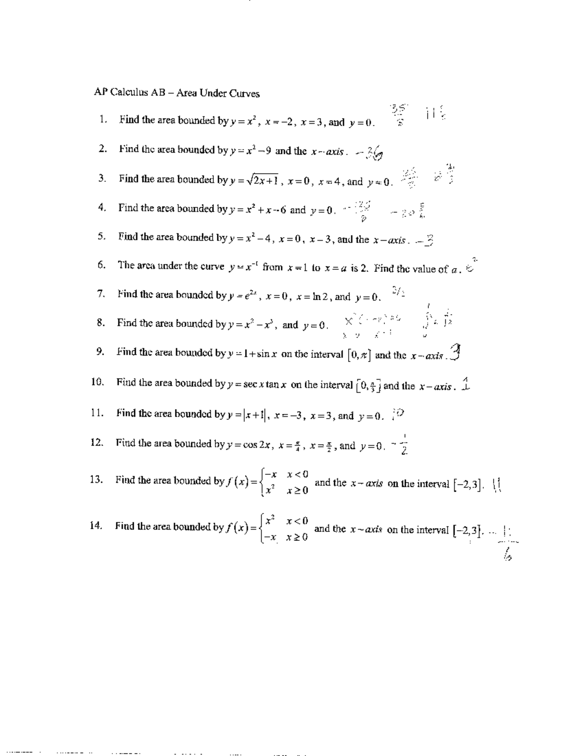 Area Under Curves - Studocu