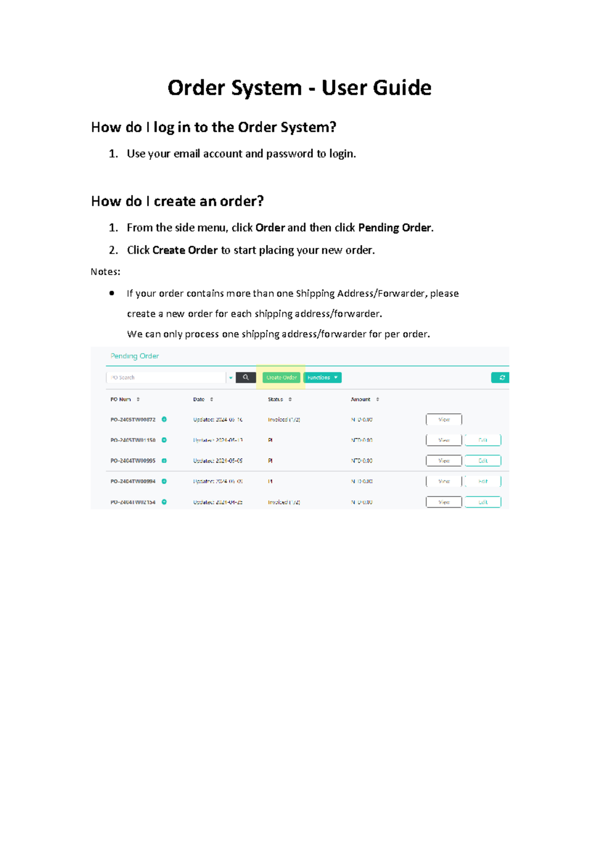 Userguide - Order System - User Guide How do I log in to the Order ...