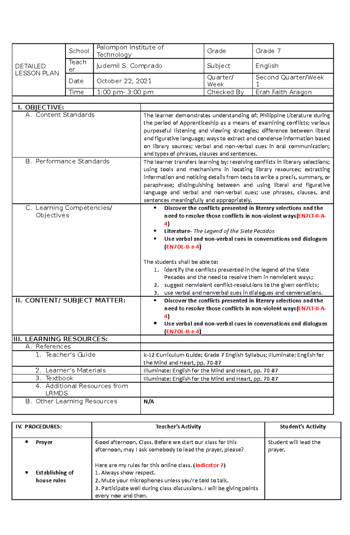 1st Summative- Lesson 5 LESSON PLAN - DETAILED LESSON PLAN School ...