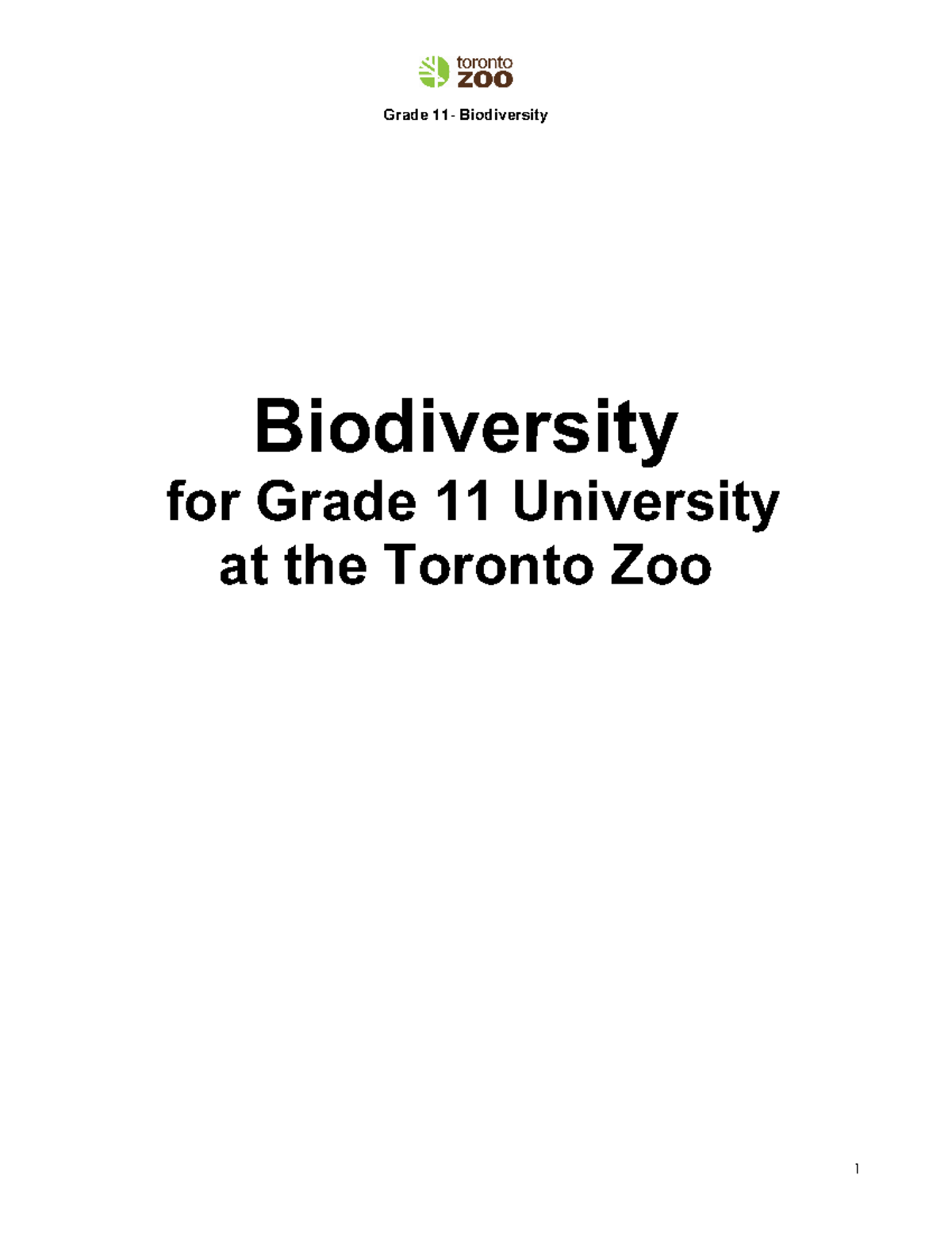 Grade 11- Biodiversity - Biodiversity for Grade 11 University at the ...