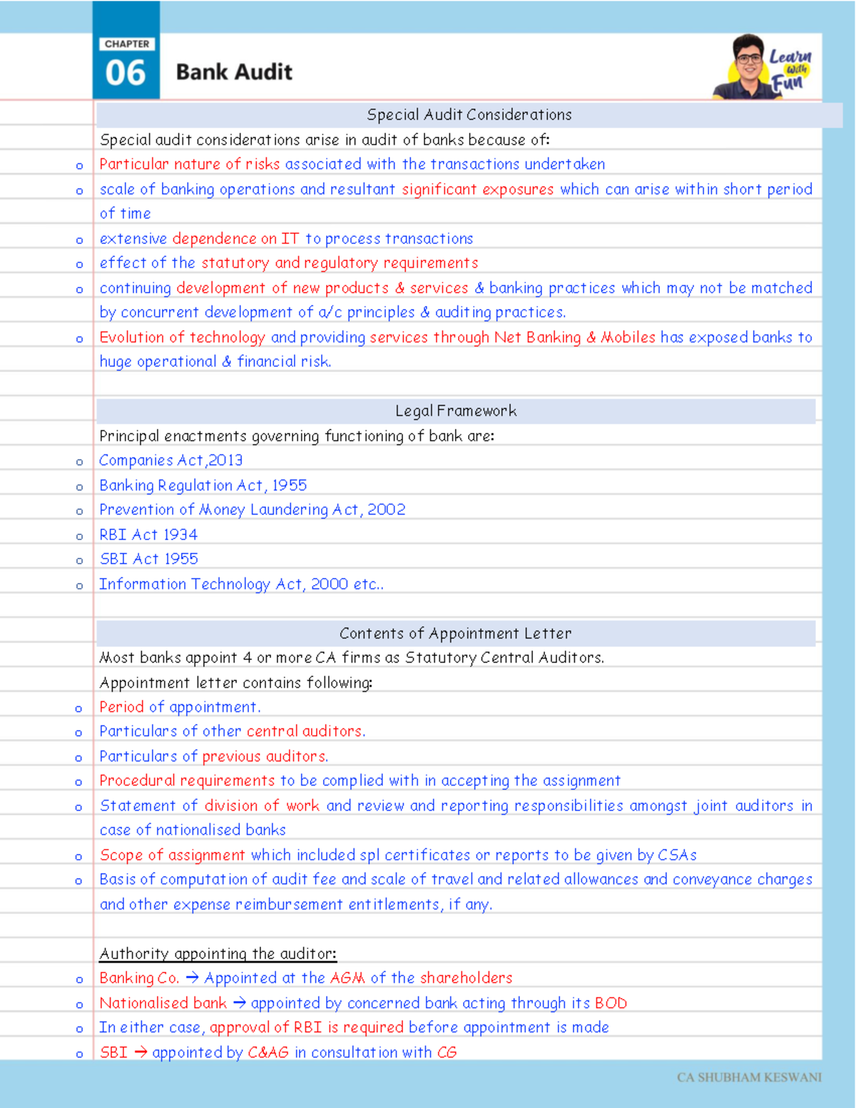 6 Bank Audit - Special Audit Considerations Special audit ...