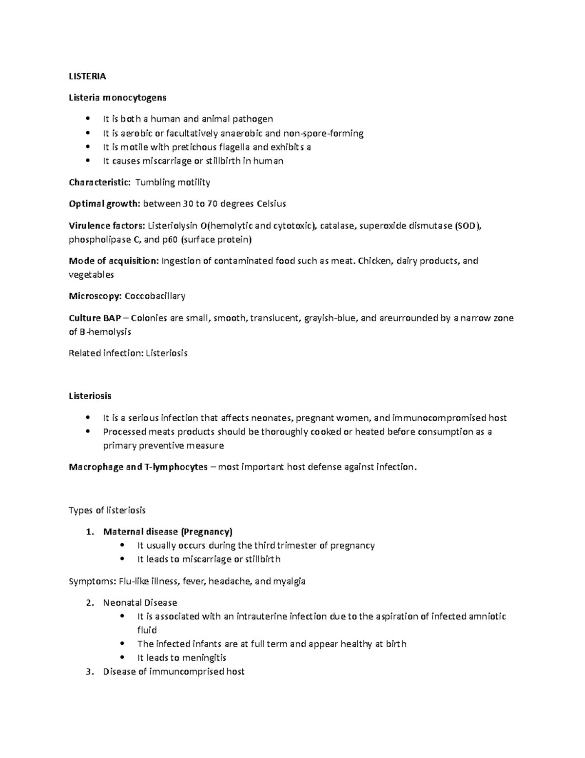 Listeria - for review - LISTERIA Listeria monocytogens It is both a ...