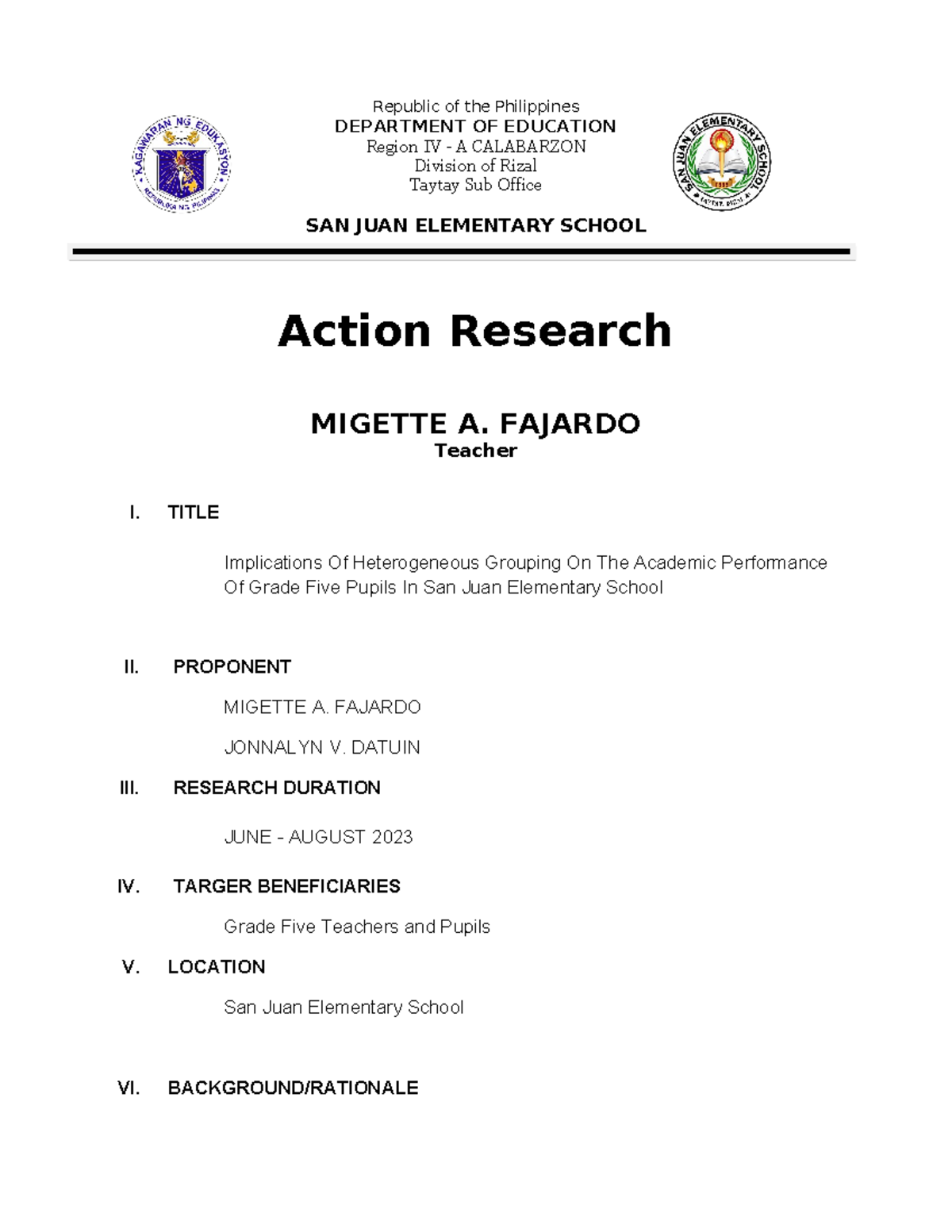 Action- Research- Migette A. Fajardo - Republic of the Philippines ...