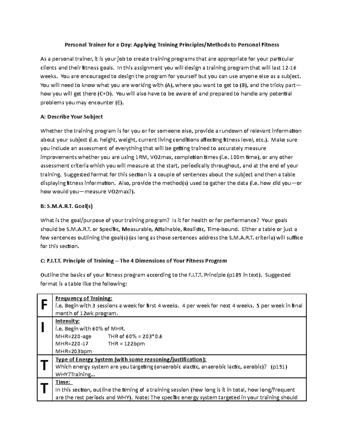 Persona trainer Assignment - Personal Trainer for a Day: Applying ...