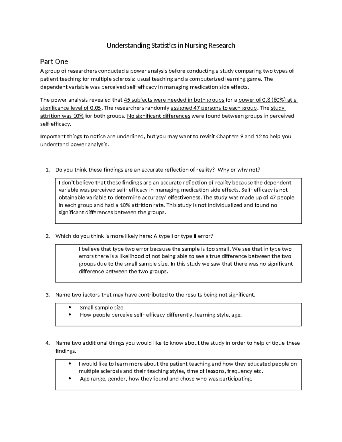 Statistics Assignment - Understanding Statistics in Nursing Research ...