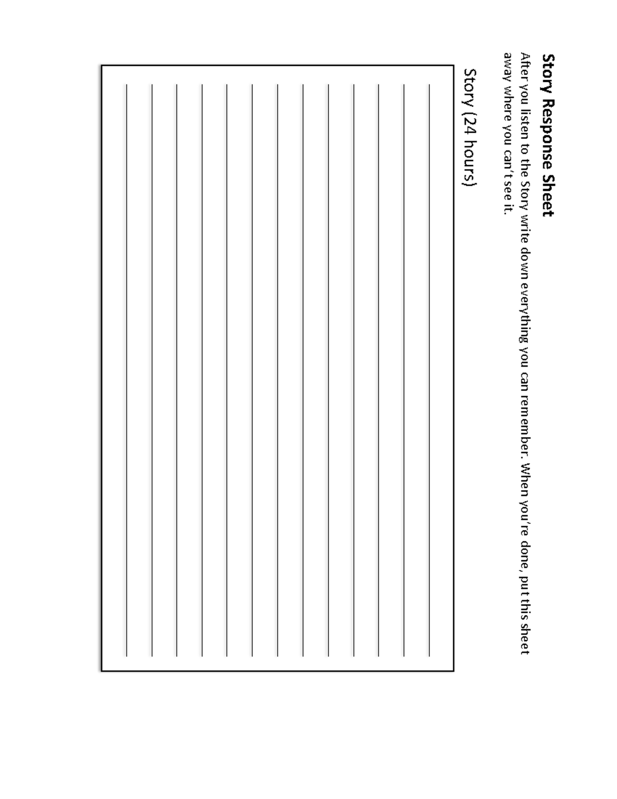 Immediate Recall Sheets - Story (24 hours)away where you can’t see it ...