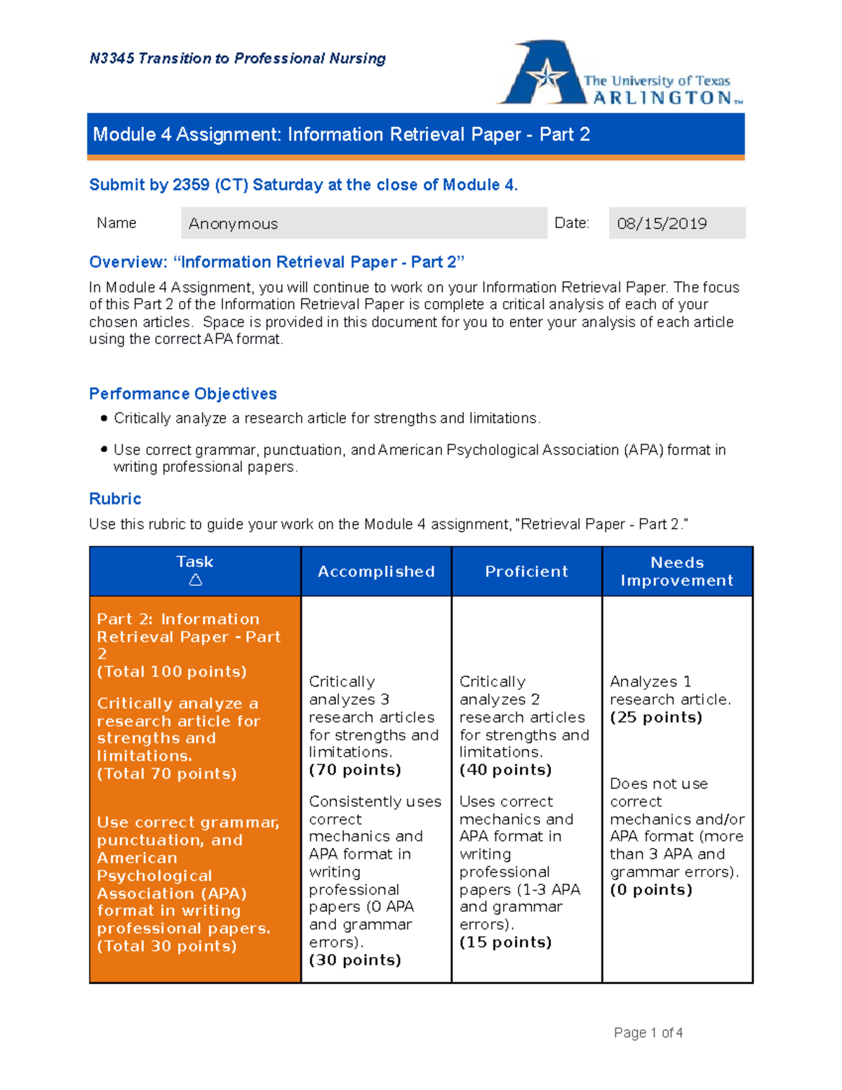 N3345 Information Retrieval Paper Part 2 Module 2 - Submit by 2359 (CT ...