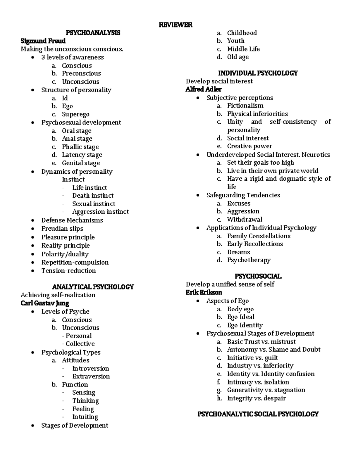 Reviewer - A summary of notes for Theory of Personality. It covers ...
