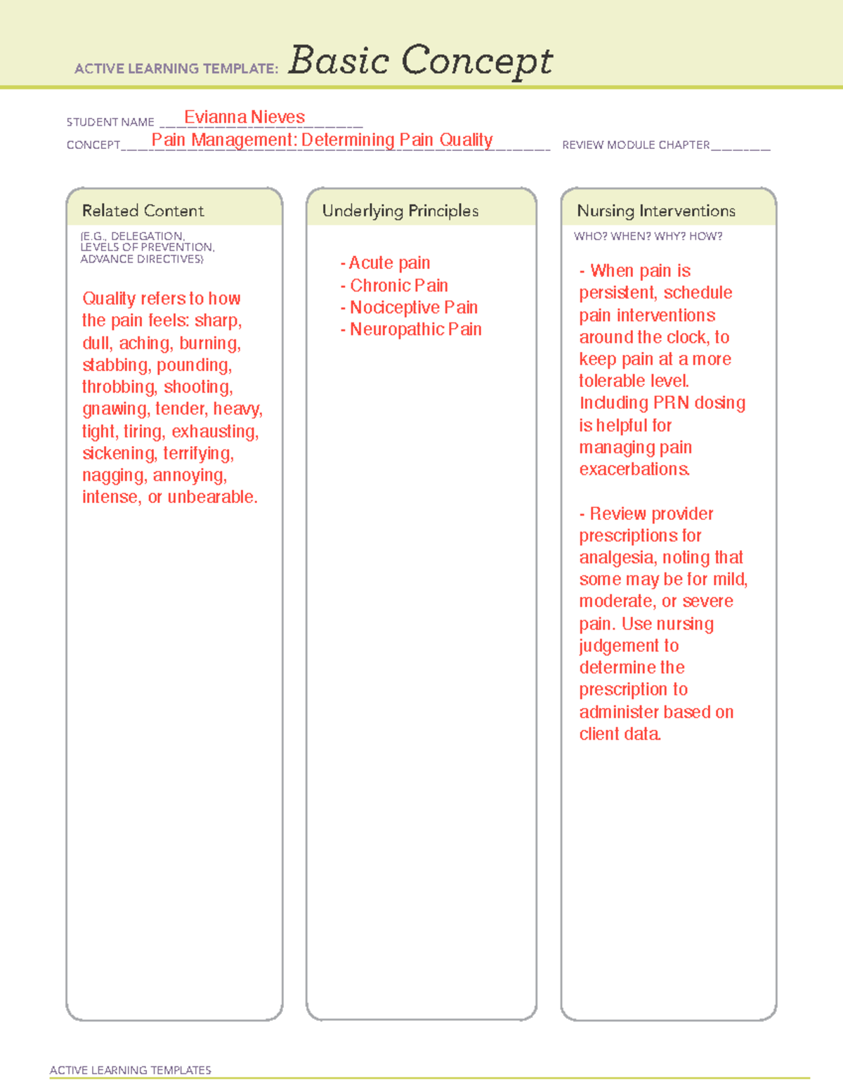 Basic Concept blank - Nur 140 - ACTIVE LEARNING TEMPLATES Basic Concept ...