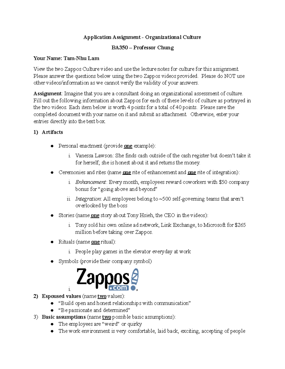 Appl Assig Cult F21-2 - organization assessment of company culture of ...