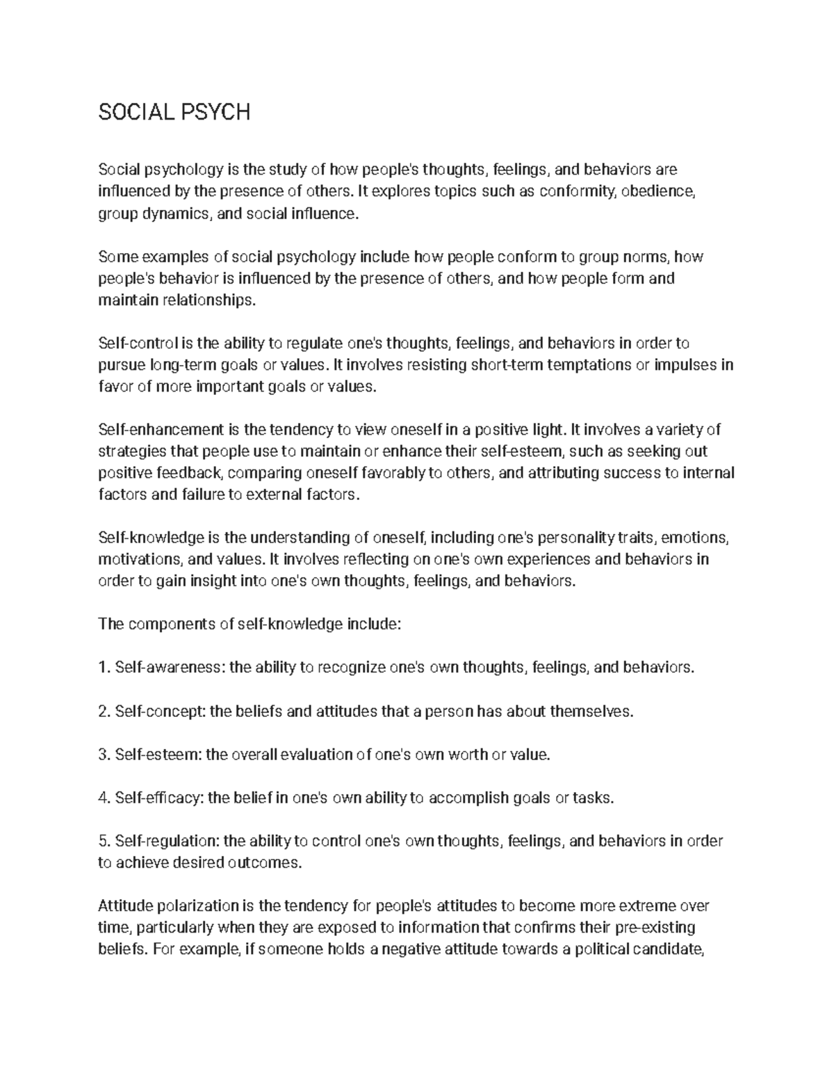 Social psych - SOCIAL PSYCH Social psychology is the study of how ...