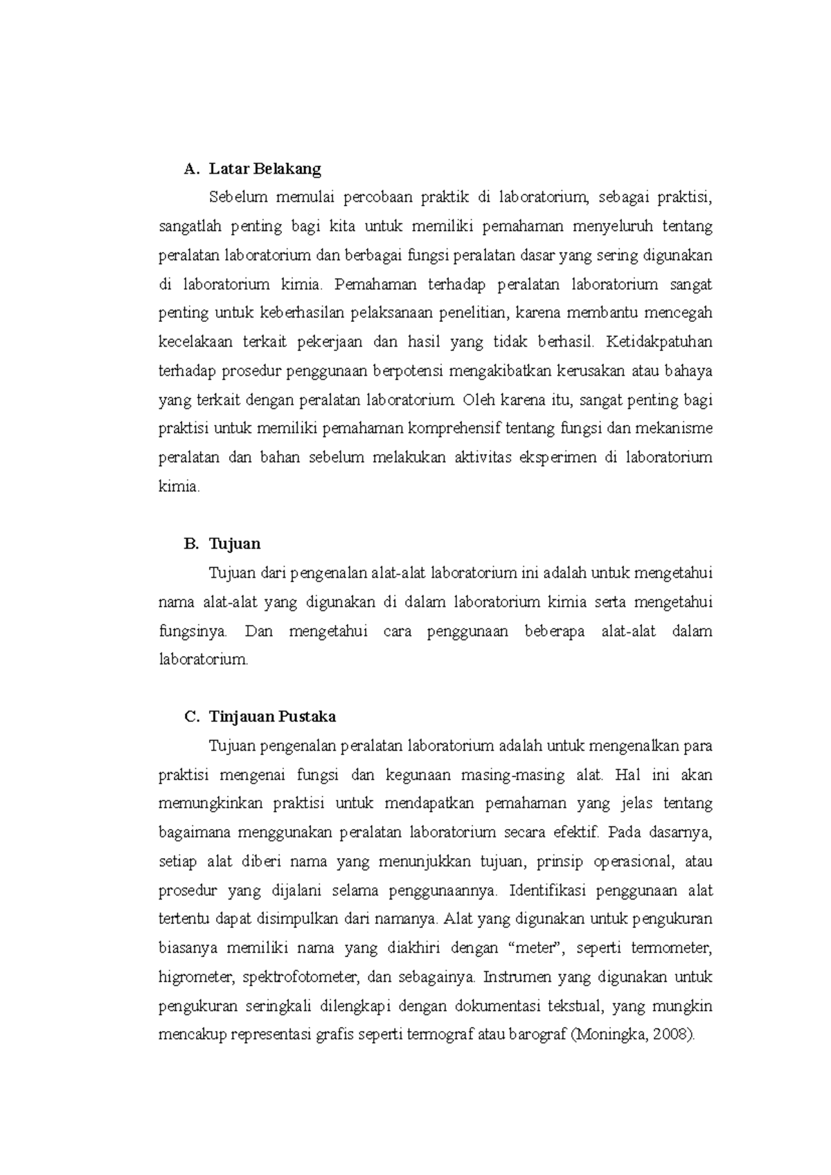FIX Makalah Kimia - A. Latar Belakang Sebelum memulai percobaan praktik ...