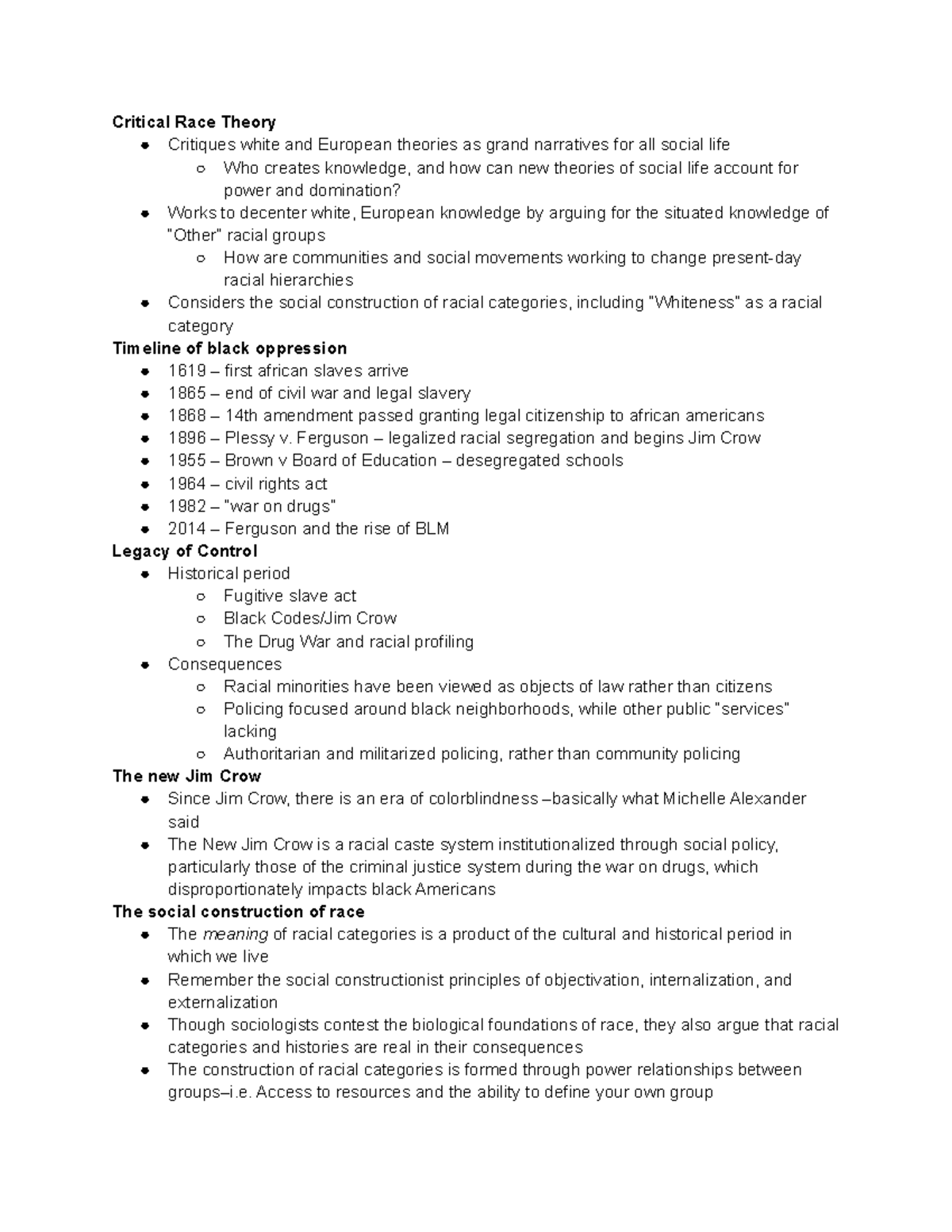 Critical Race Theory - Ferguson – legalized racial segregation and ...