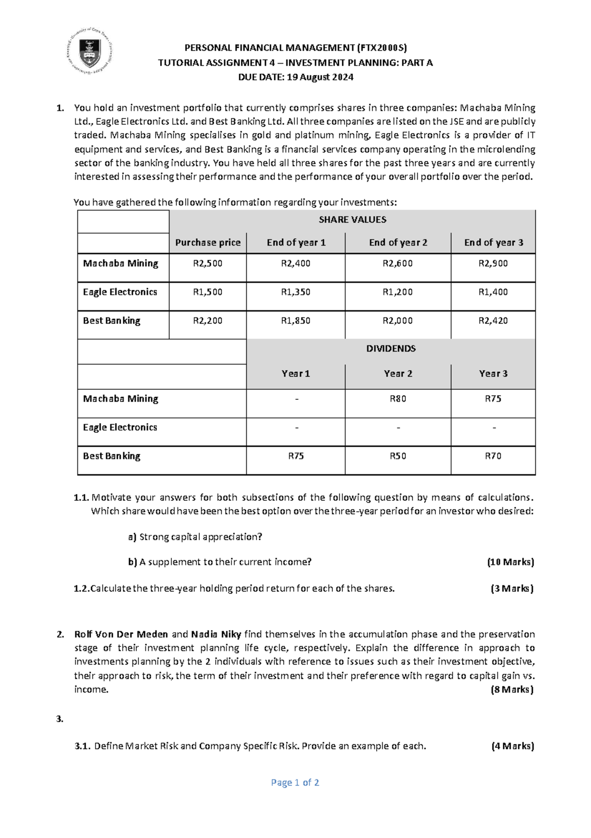 IP(A) Tutorial Questions - Page 1 of 2 PERSONAL FINANCIAL MANAGEMENT ...