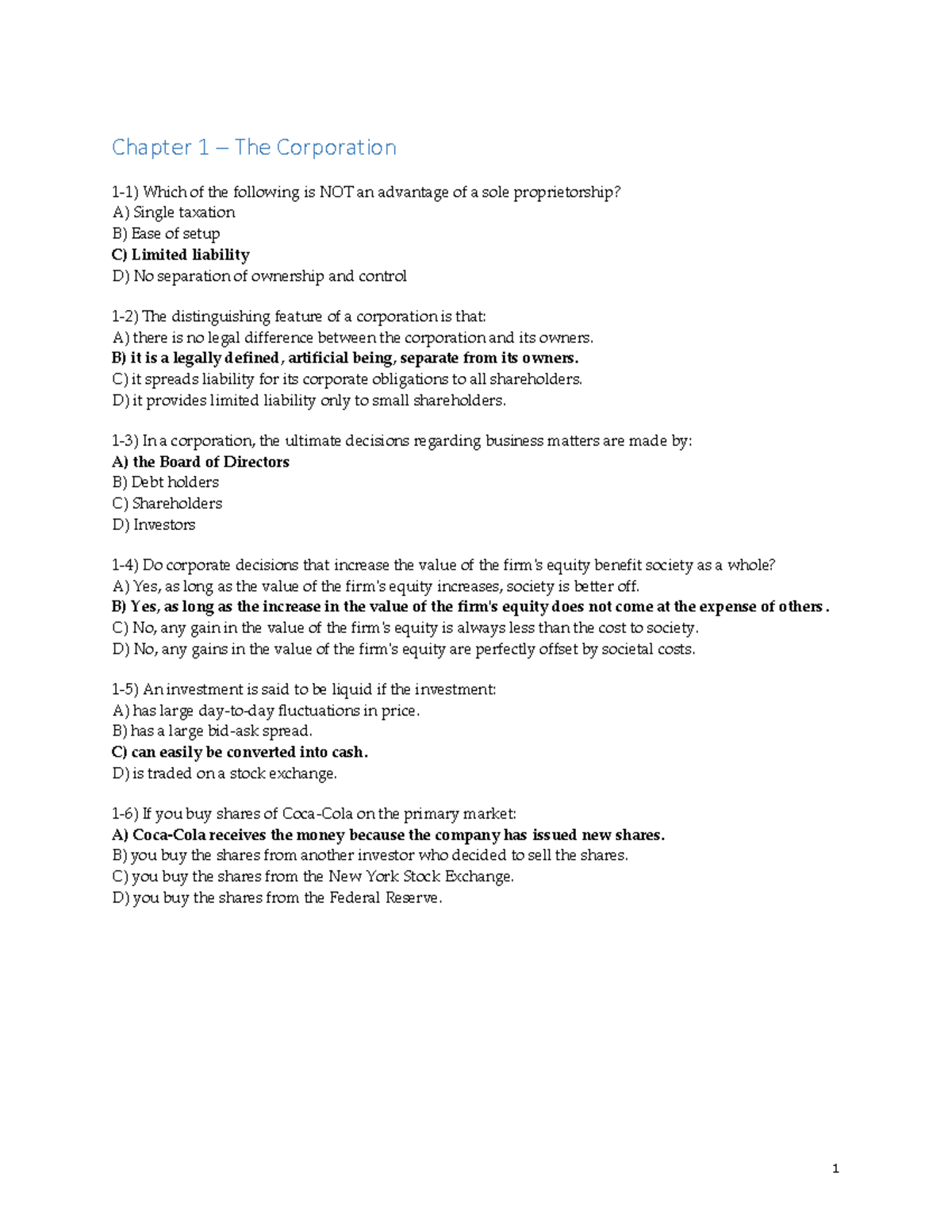 Practice Questions - Deck 1 to 3 - v2 - Chapter 1 – The Corporation 1 ...