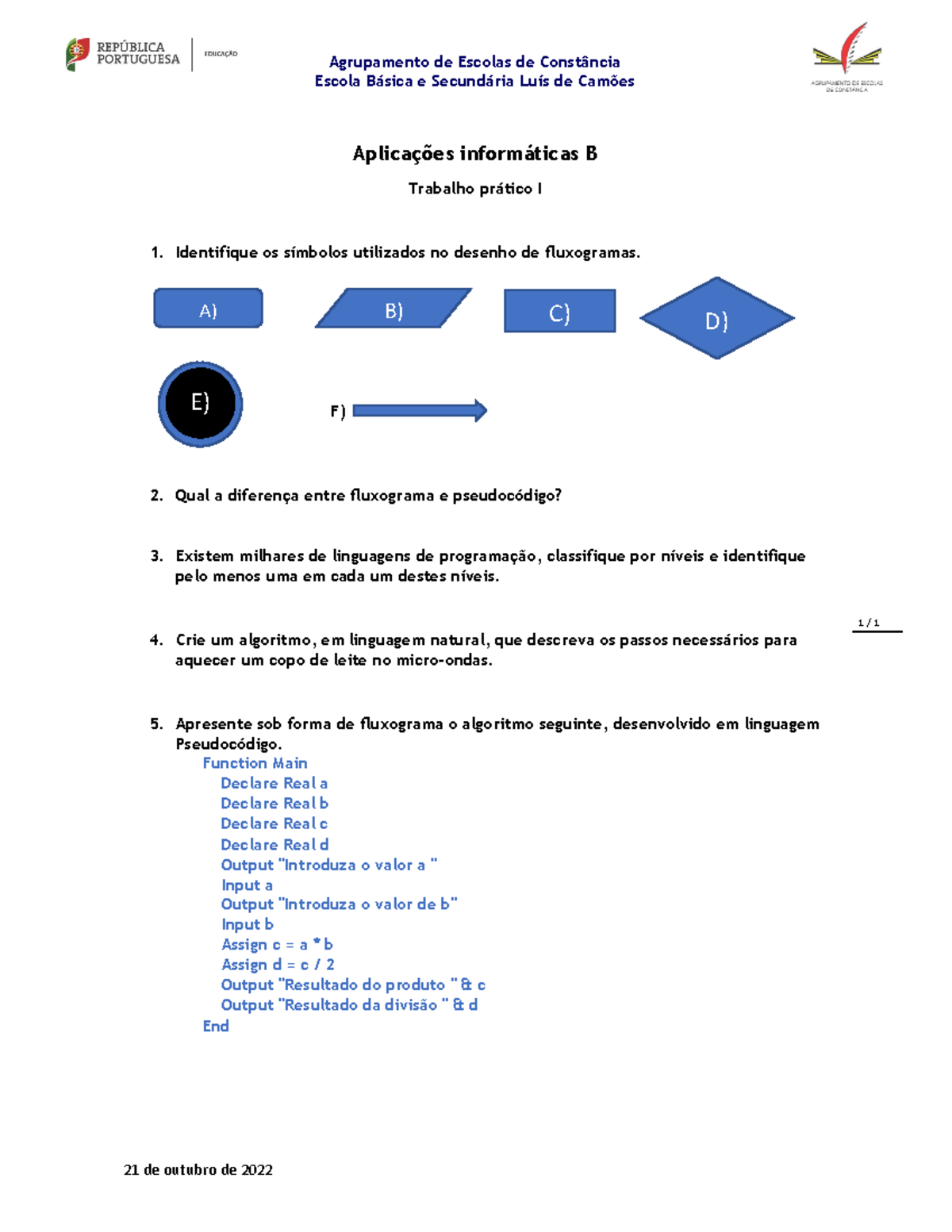 Ficha 1 2 - Agrupamento de Escolas de Constância Escola Básica e ...