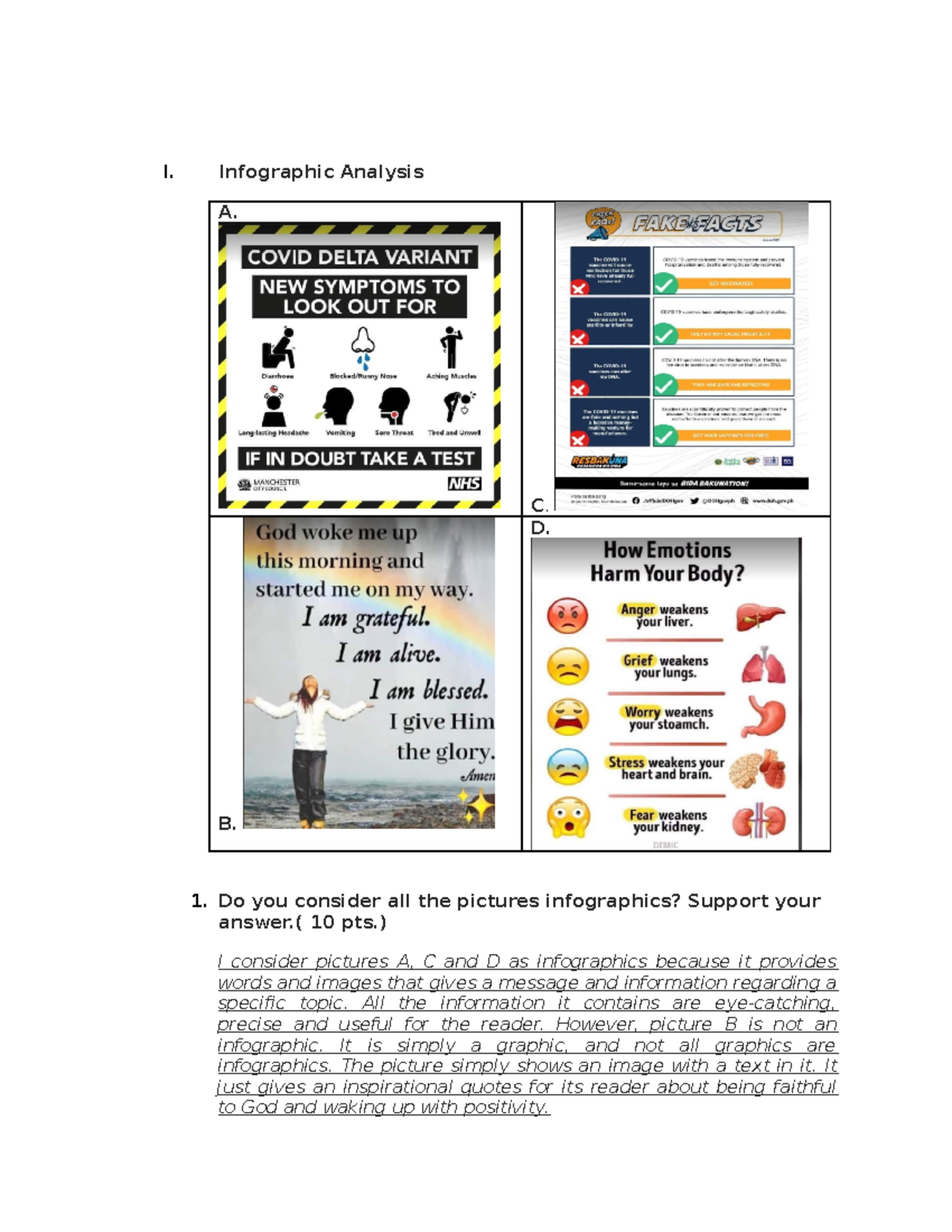 Purcomm Midterm Exam Nov - I. Infographic Analysis A. C. B. D. 1. Do ...