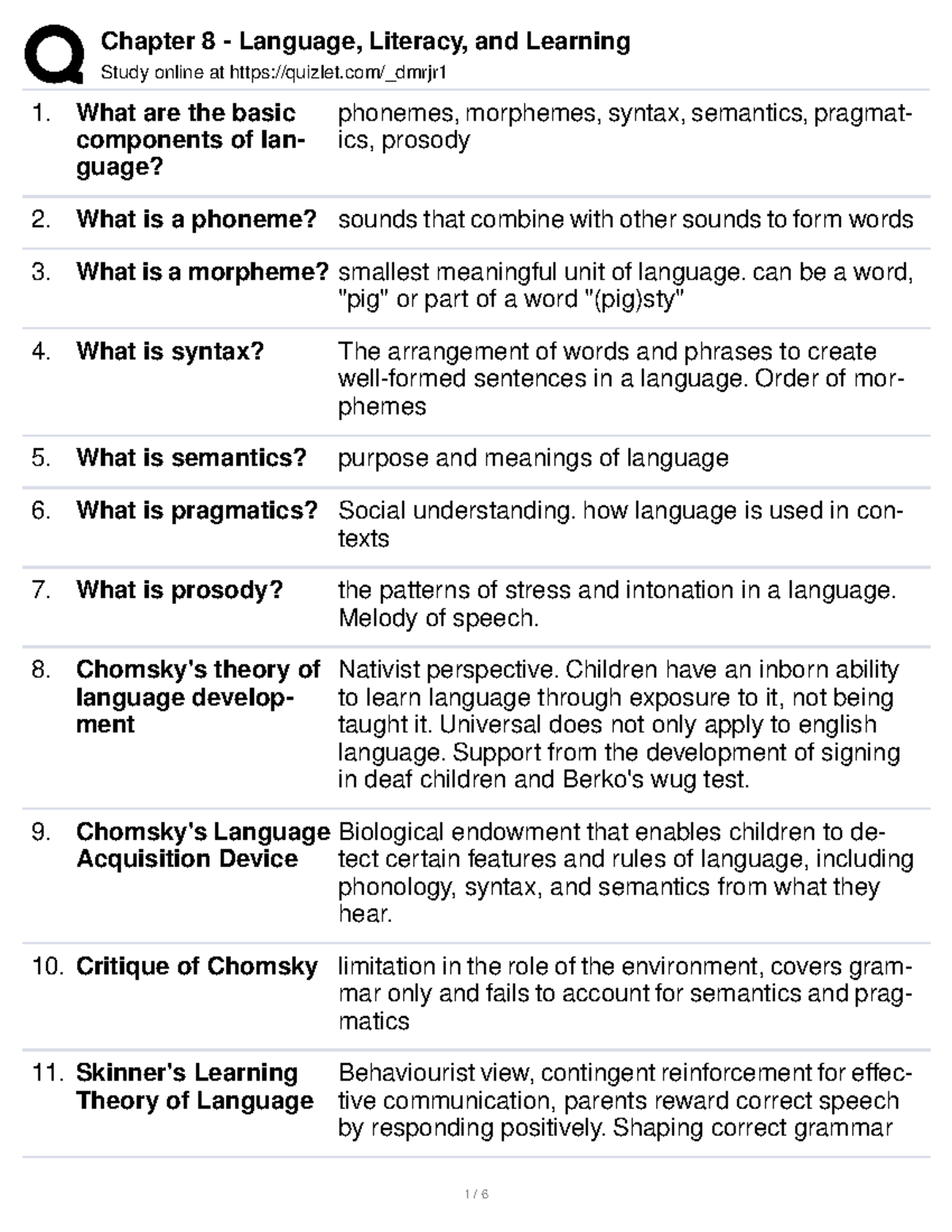 Chapter 8 - Language, Literacy, and Learning - Study online at quizlet ...