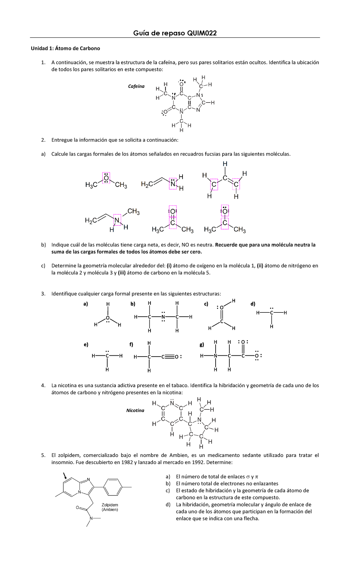 1 %C3%81tomo+de+Carbono - Guía de repaso QUIM Unidad 1: Átomo de ...