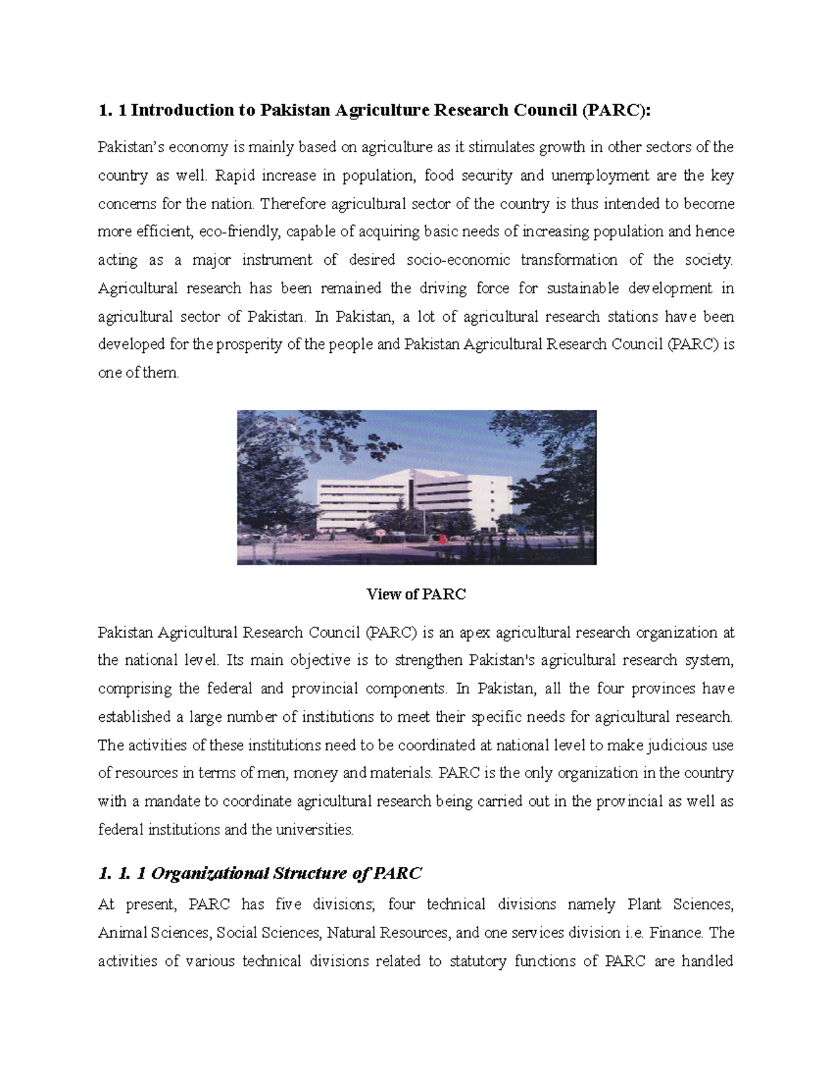 NARC-PARC Intro - 1. 1 Introduction to Pakistan Agriculture Research ...