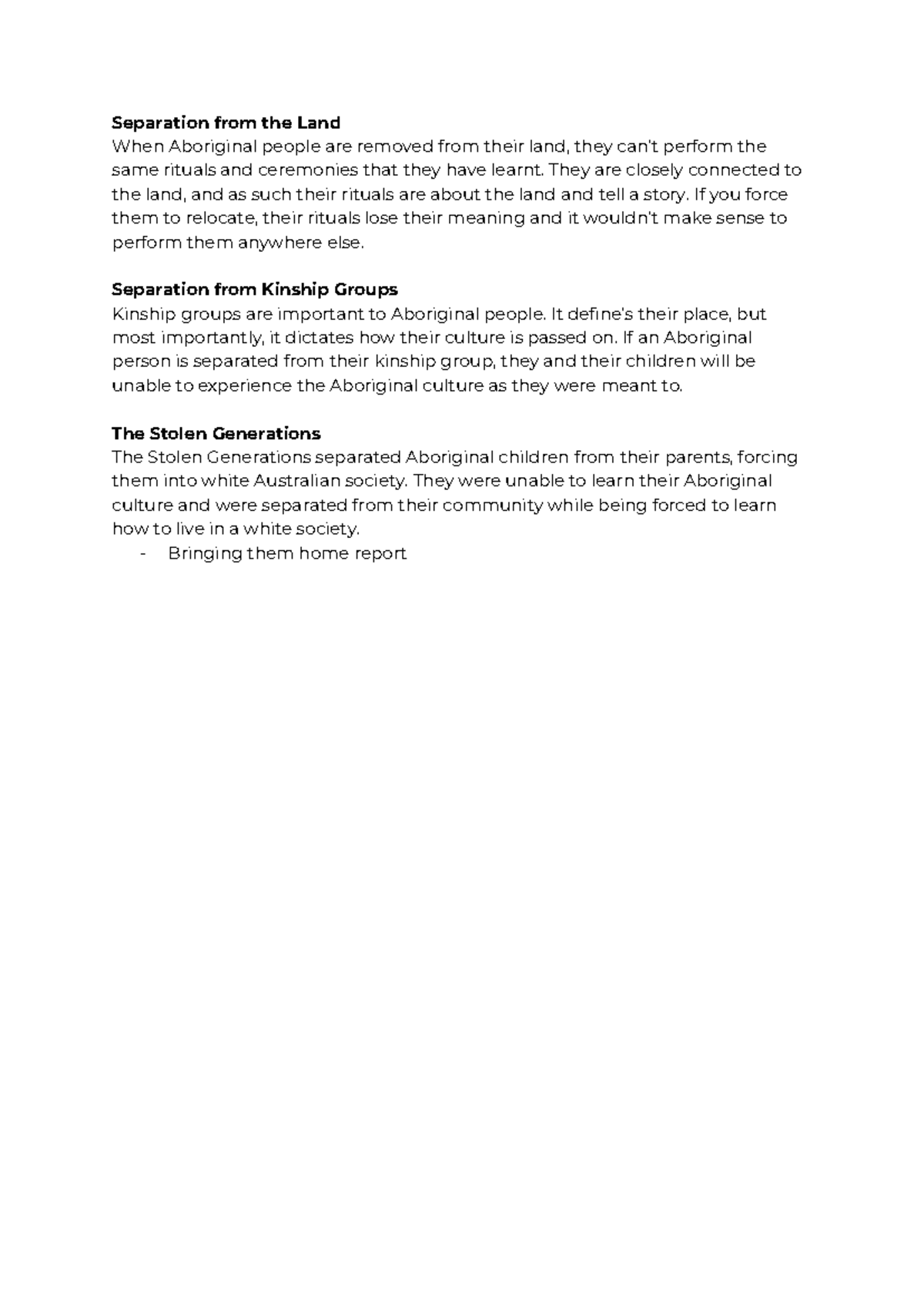 HC1.2.1 Issues for Aboriginal spiritualities in relation to the effect ...