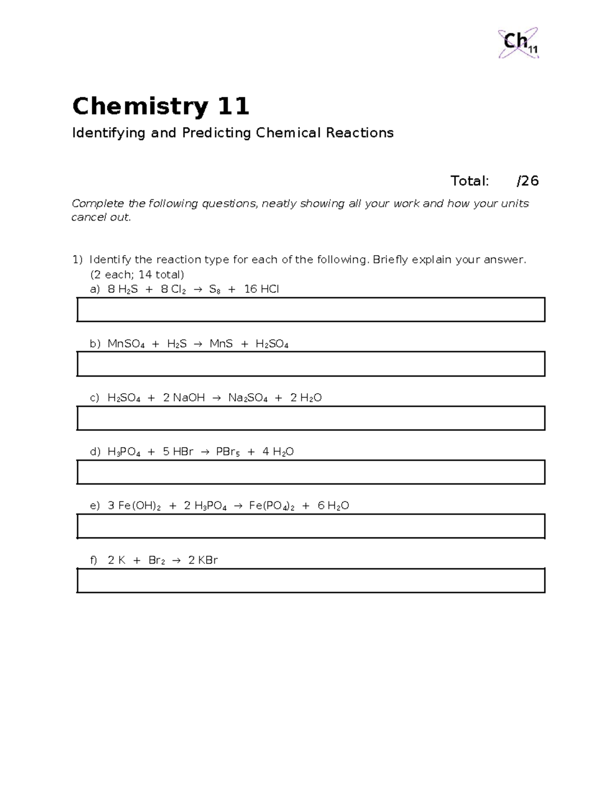 Mod3-Lesson 10-Identifying and Predicting Chemical Reactions Assignment ...
