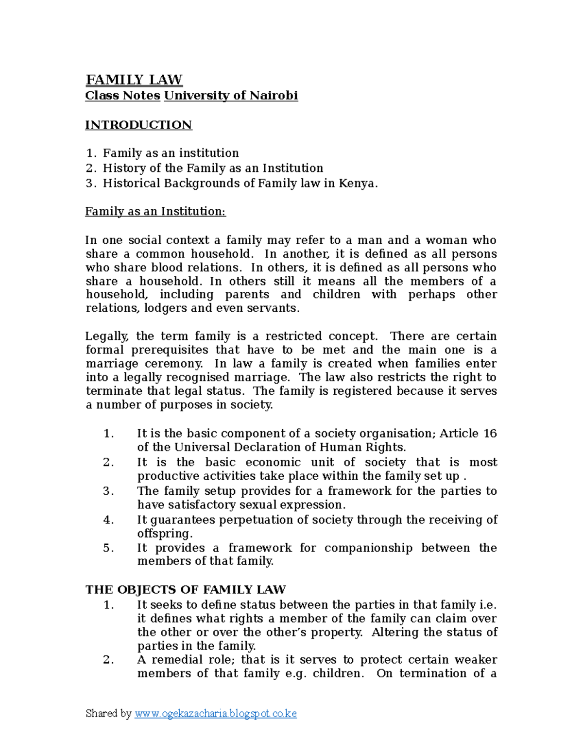 Family LAW Notes - FAMILY LAW Class Notes University of Nairobi ...