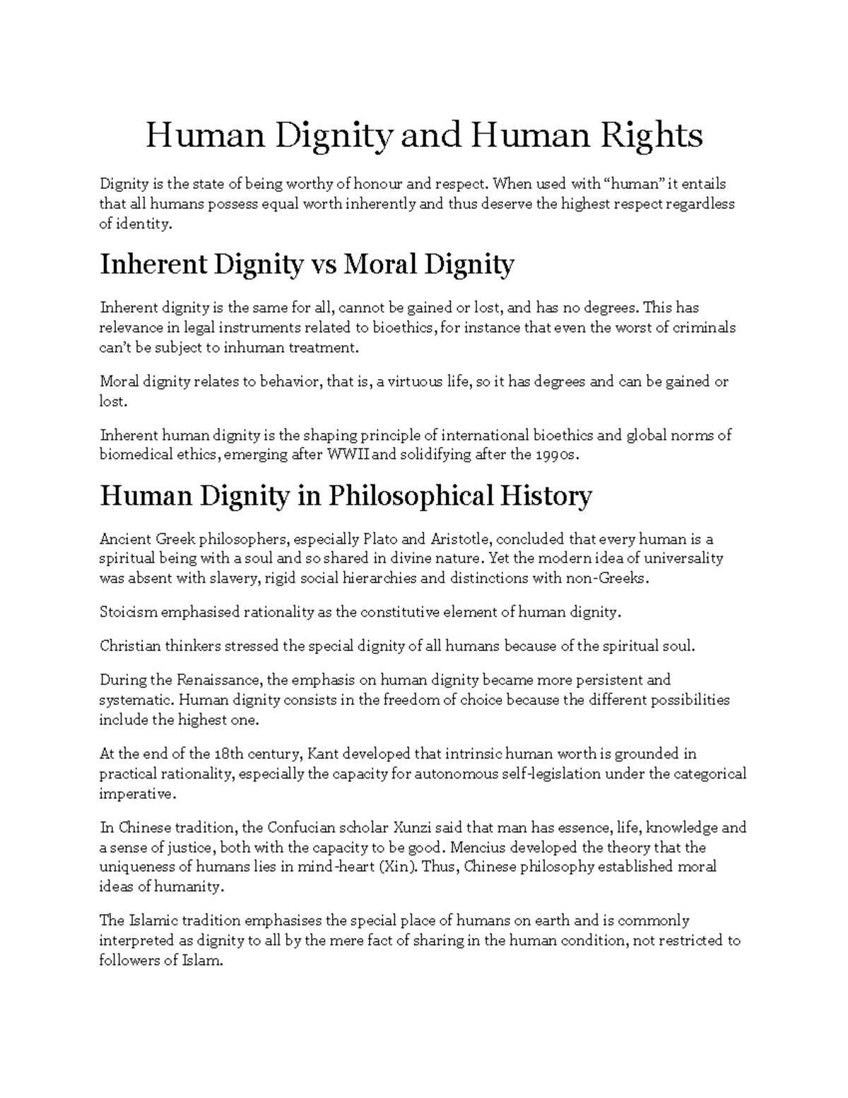 Human Dignity and Human Rights - Human Dignity and Human Rights Dignity ...