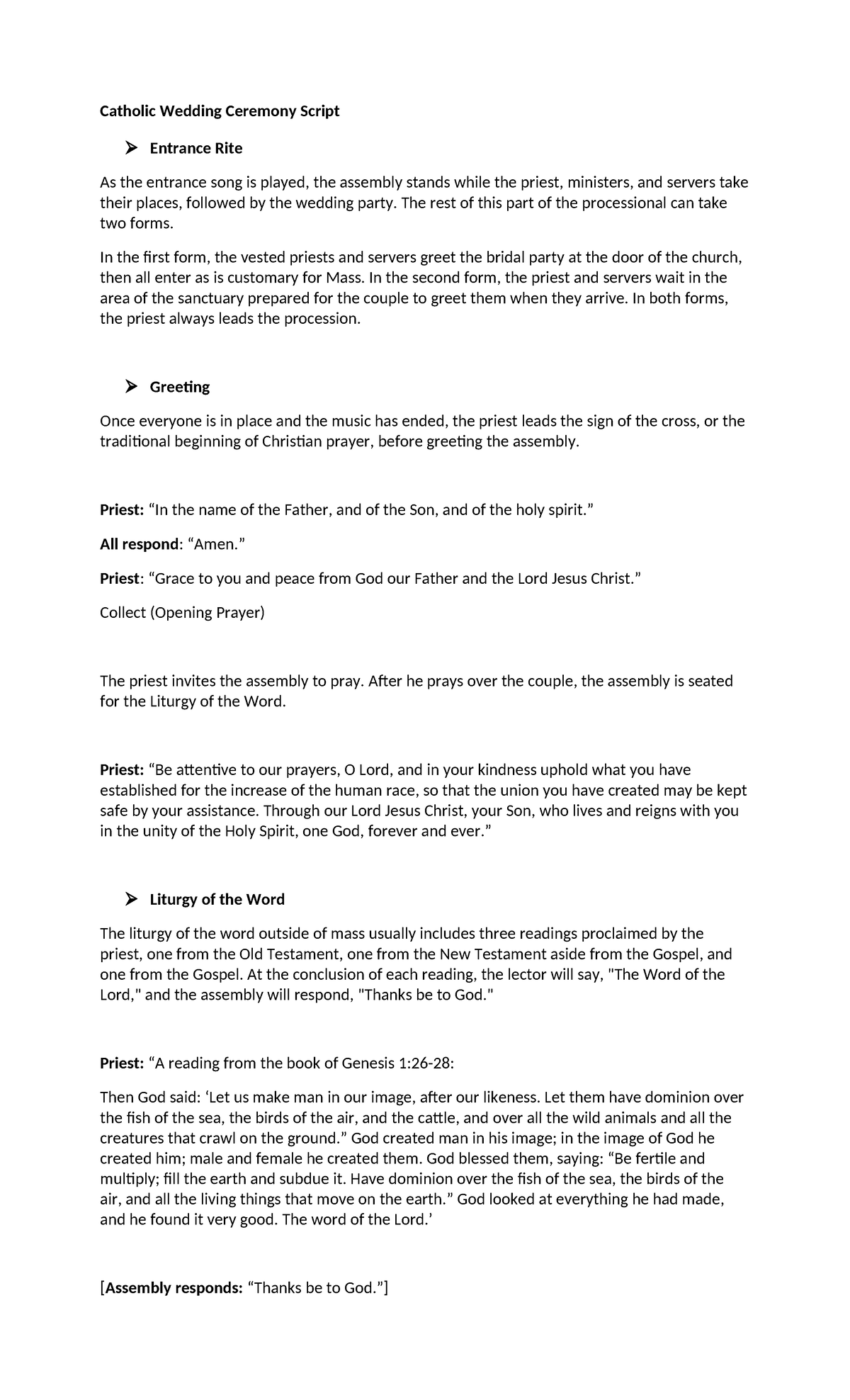 Wedding Ceremony Script - The rest of this part of the processional can ...