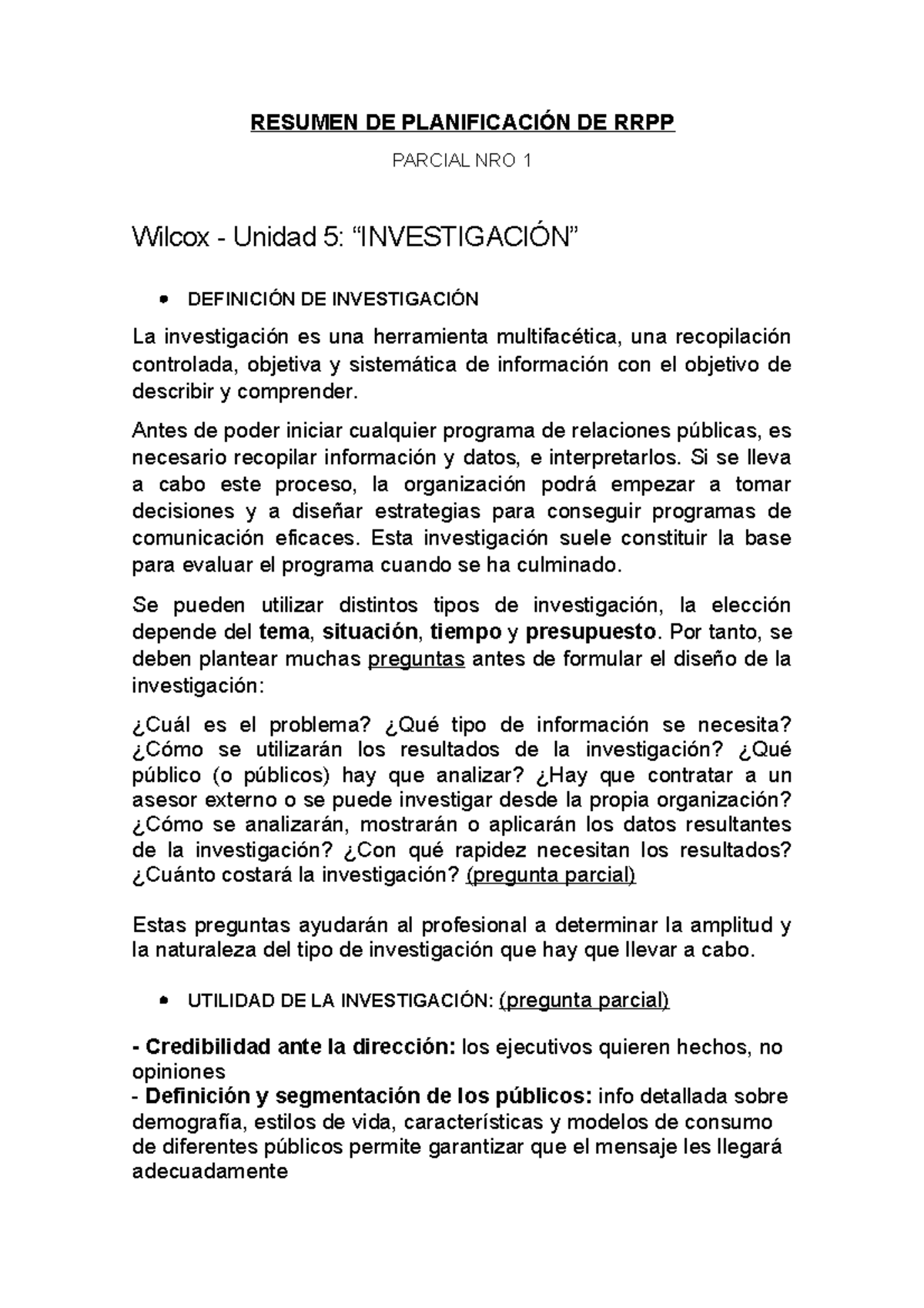 Proceso de planificación de las rrpp - RESUMEN DE PLANIFICACIÓN DE RRPP ...