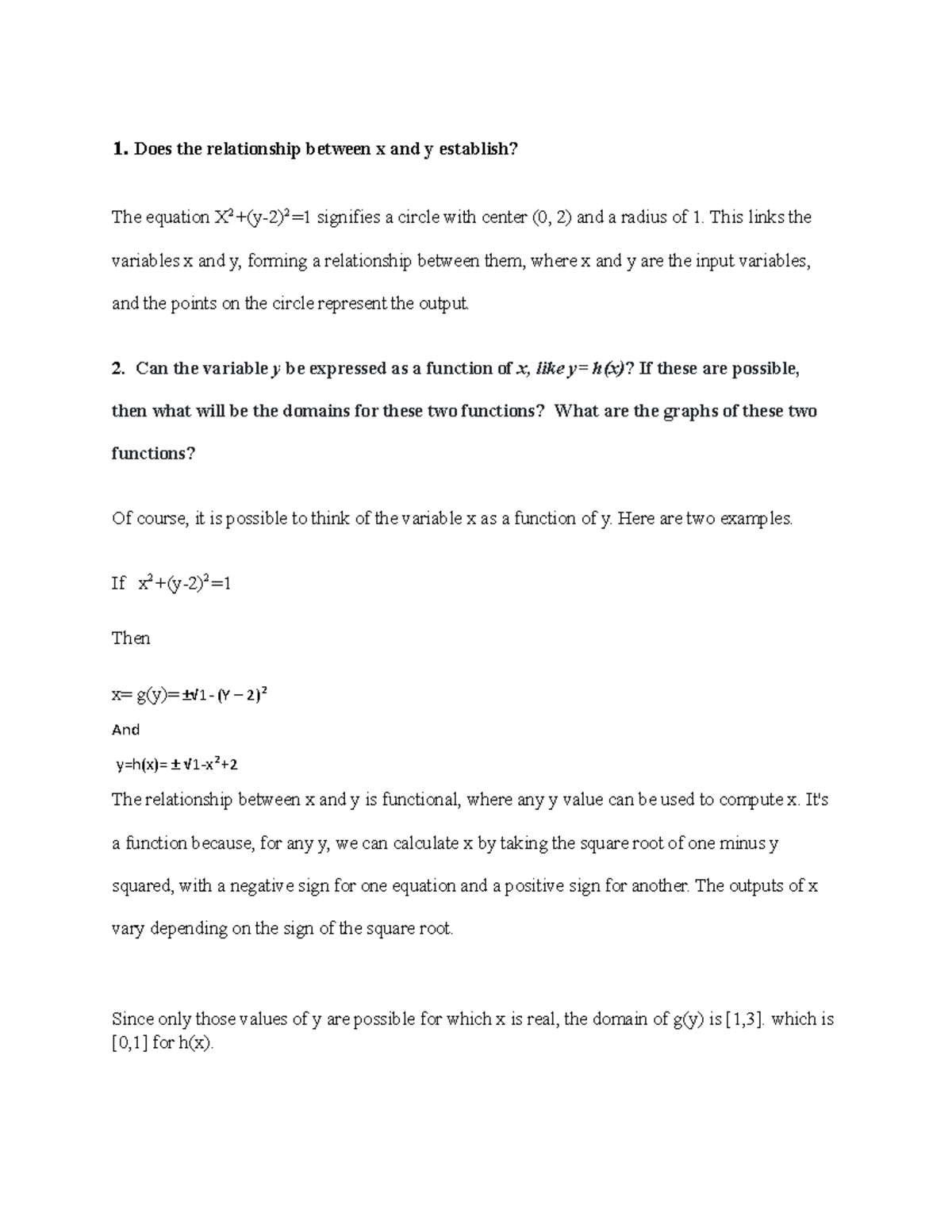 MATH DF WEEK 1 - Algebra - 1. Does the relationship between x and y ...